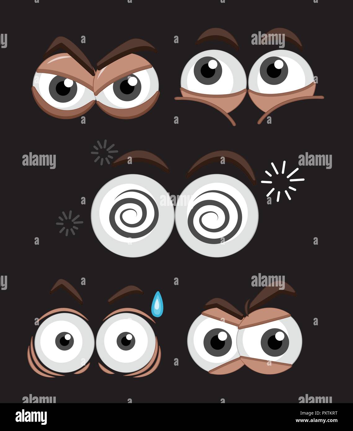 Eye expressions on black background illustration Stock Vector Image ...