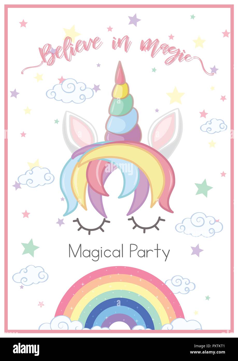 Poster design with rainbow unicorn illustration Stock Vector Image ...