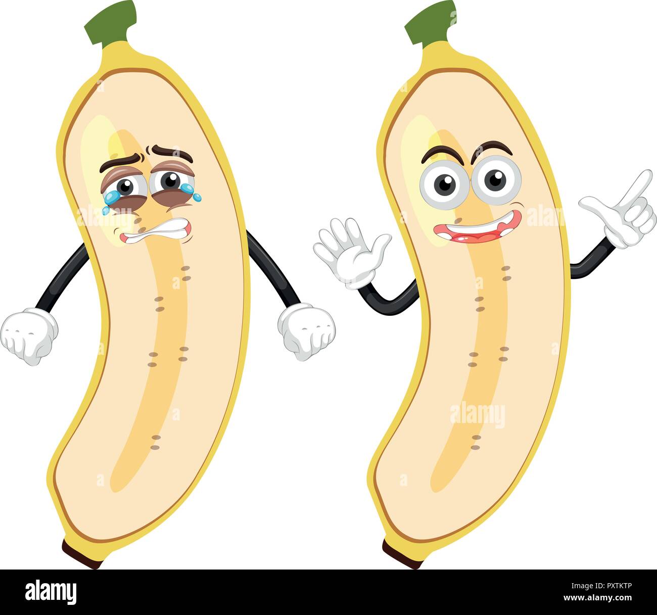 Two bananas with facial expressions illustration Stock Vector Image ...