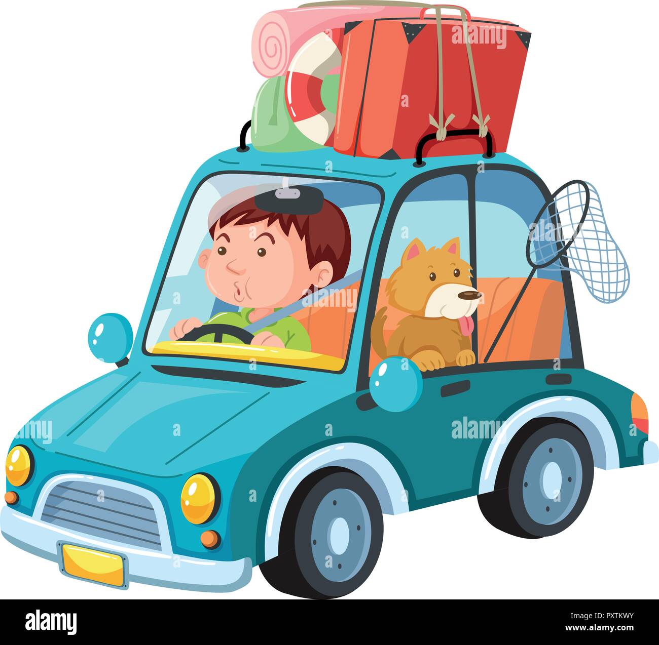 A Man Going on Road Trip with Dog illustration Stock Vector Image & Art ...