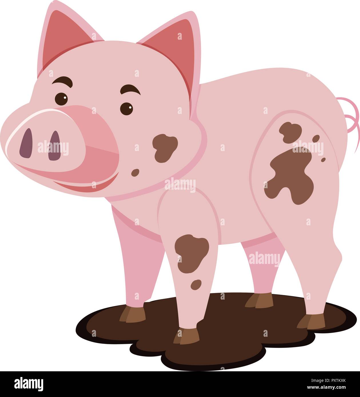 Cute pig in muddy puddle illustration Stock Vector Image & Art - Alamy