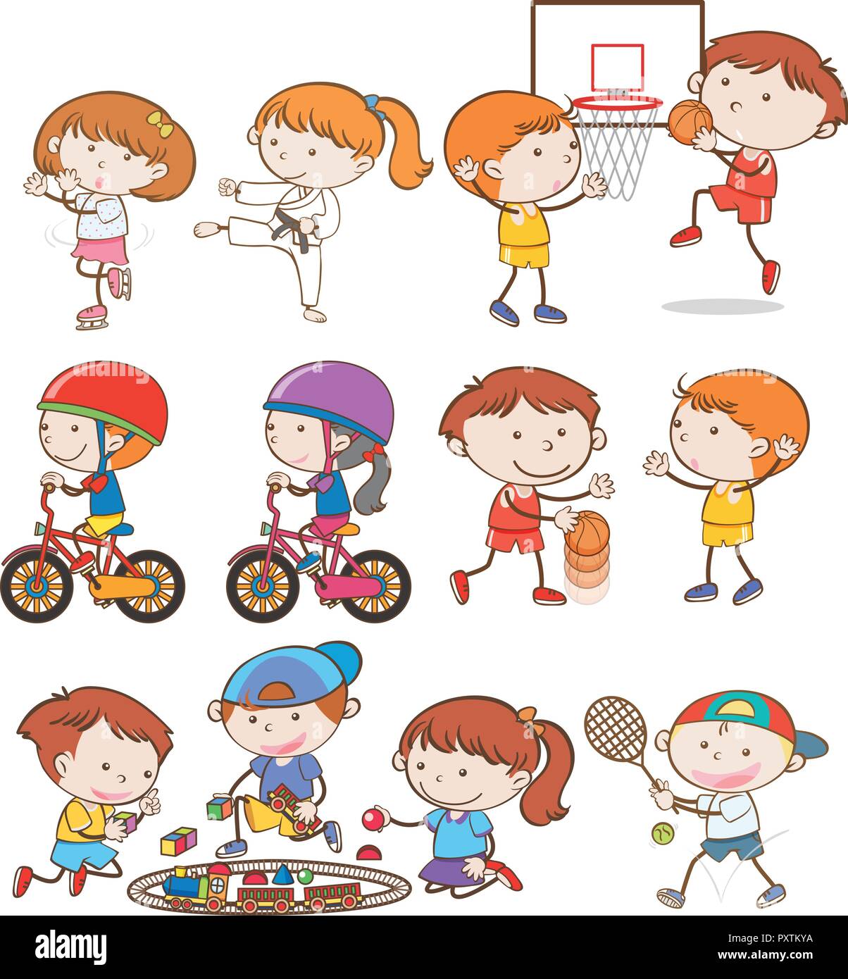 Kids Doing Activities on White Background illustration Stock Vector ...