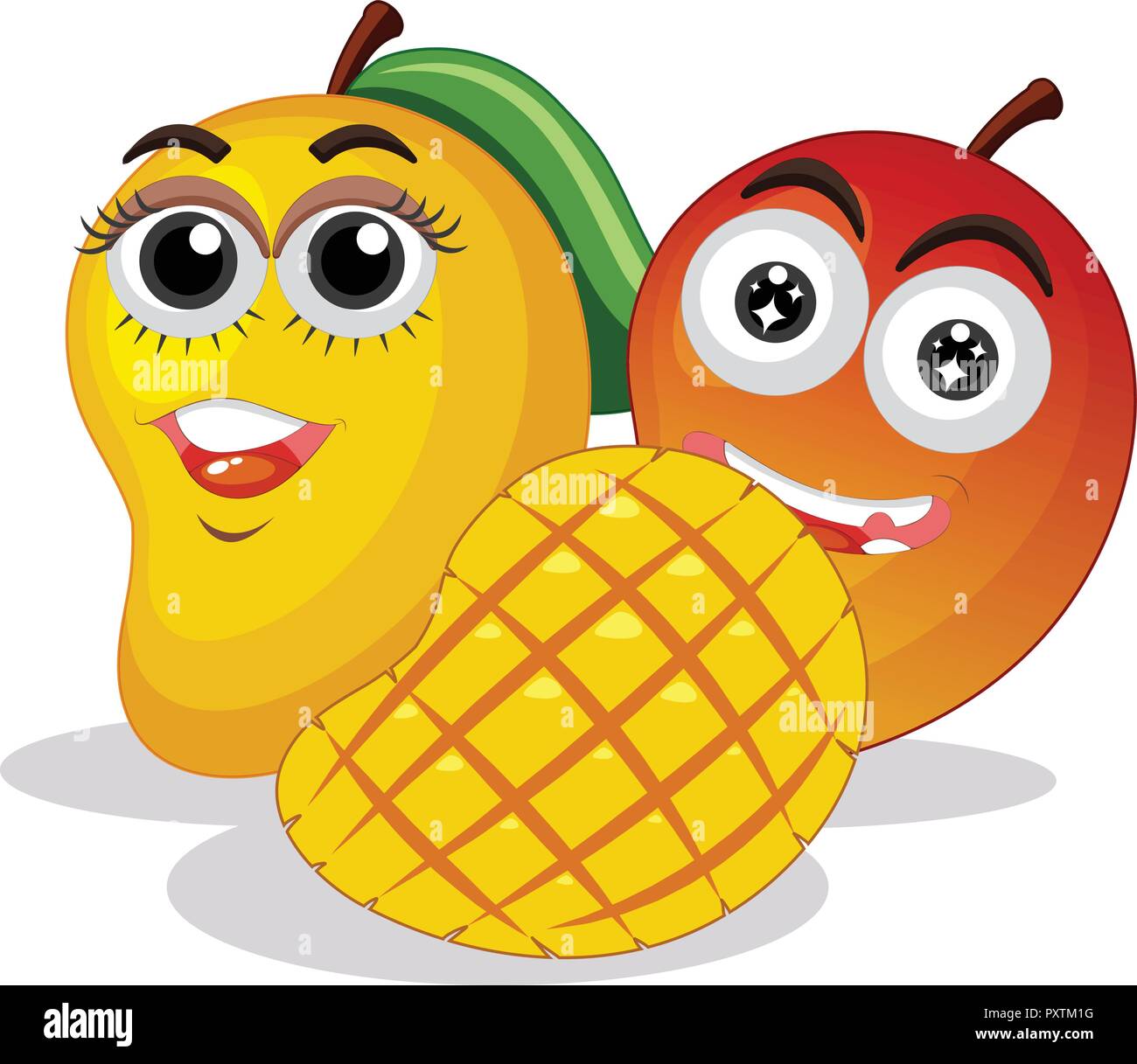 Fresh mangoes with happy face illustration Stock Vector Image & Art - Alamy