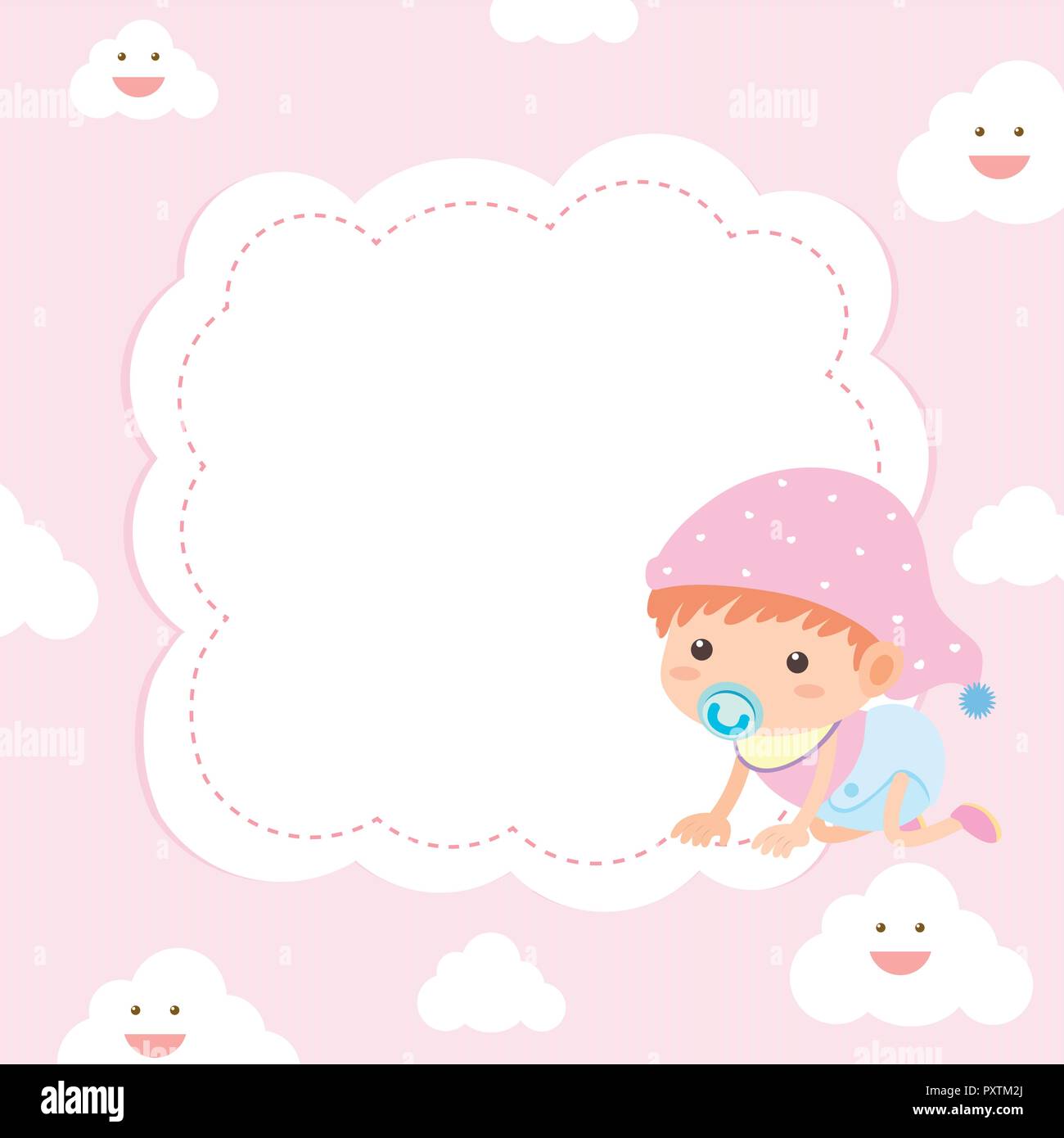 Border template with girl toddler illustration Stock Vector Image & Art ...