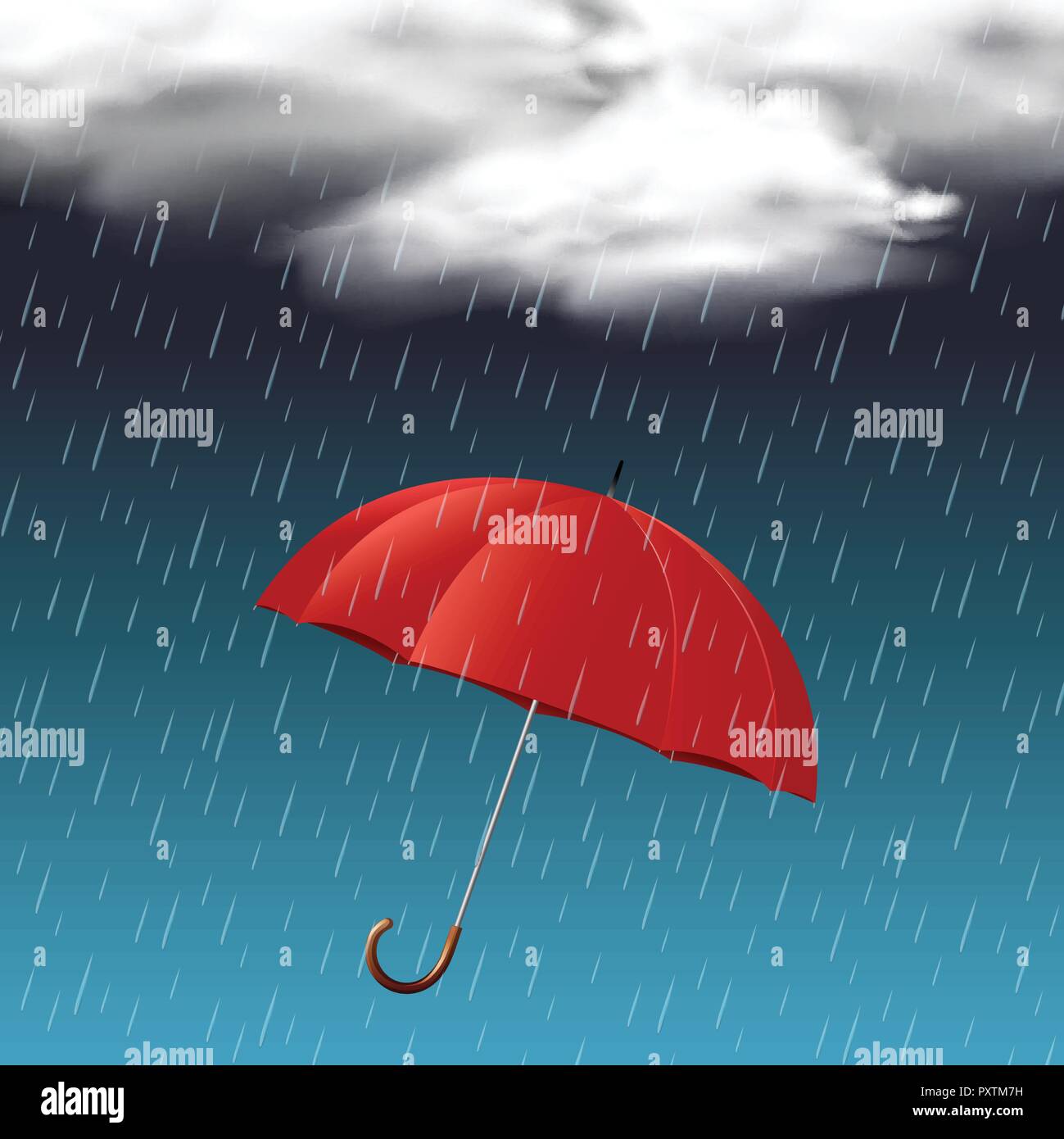Red umbrella on rainy day illustration Stock Vector Image & Art - Alamy