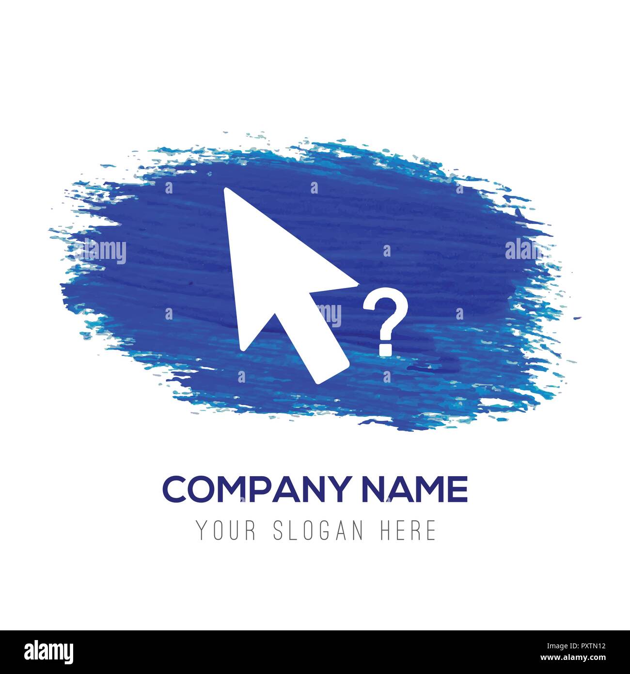 Mouse Cursor Question Mark Icon - Blue watercolor background Stock ...