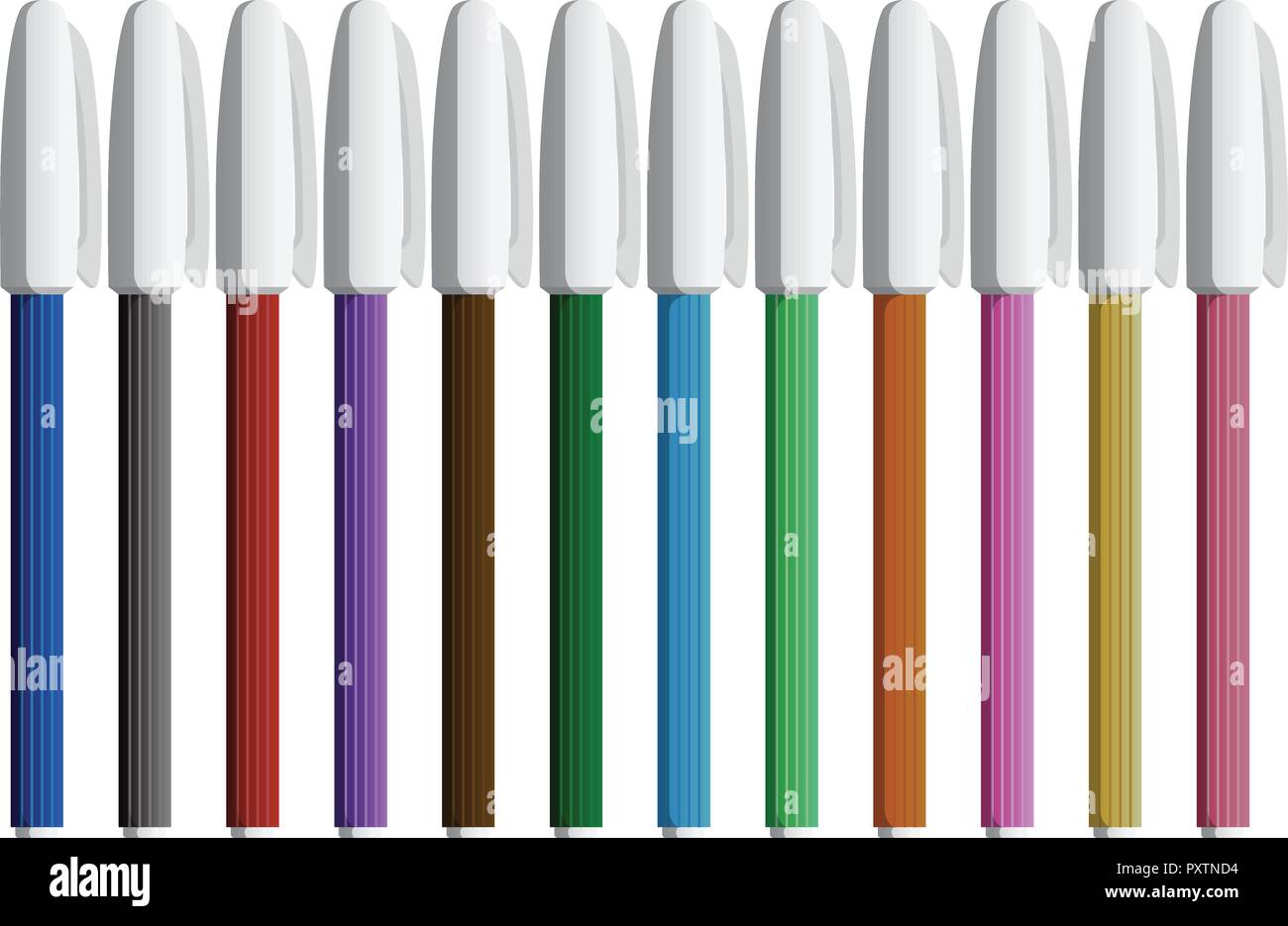 Set of color pens on white background illustration Stock Vector Image ...