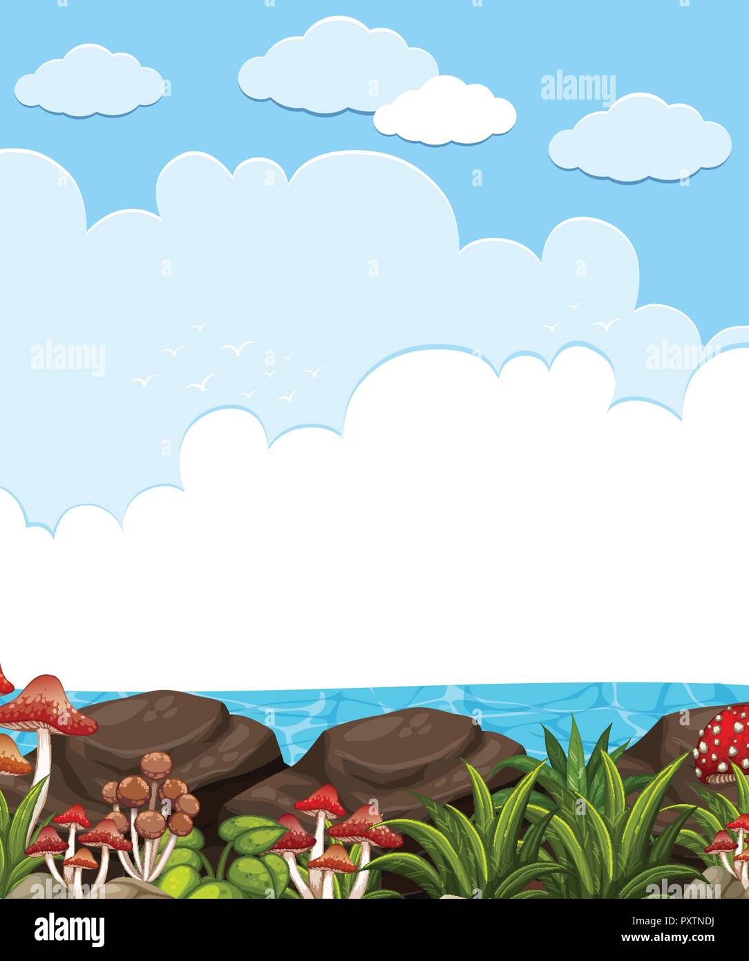 Beautiful Nature with Clear Blue Sky illustration Stock Vector Image ...