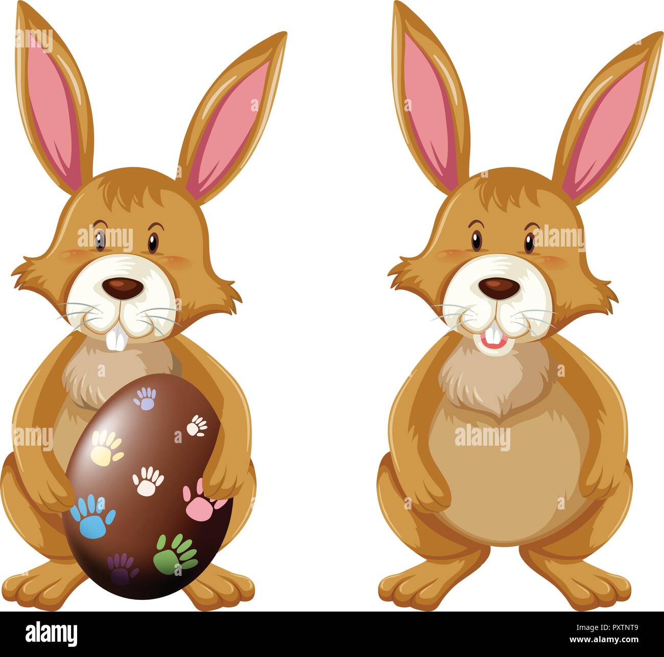 Brown bunny with easter egg illustration Stock Vector Image & Art - Alamy