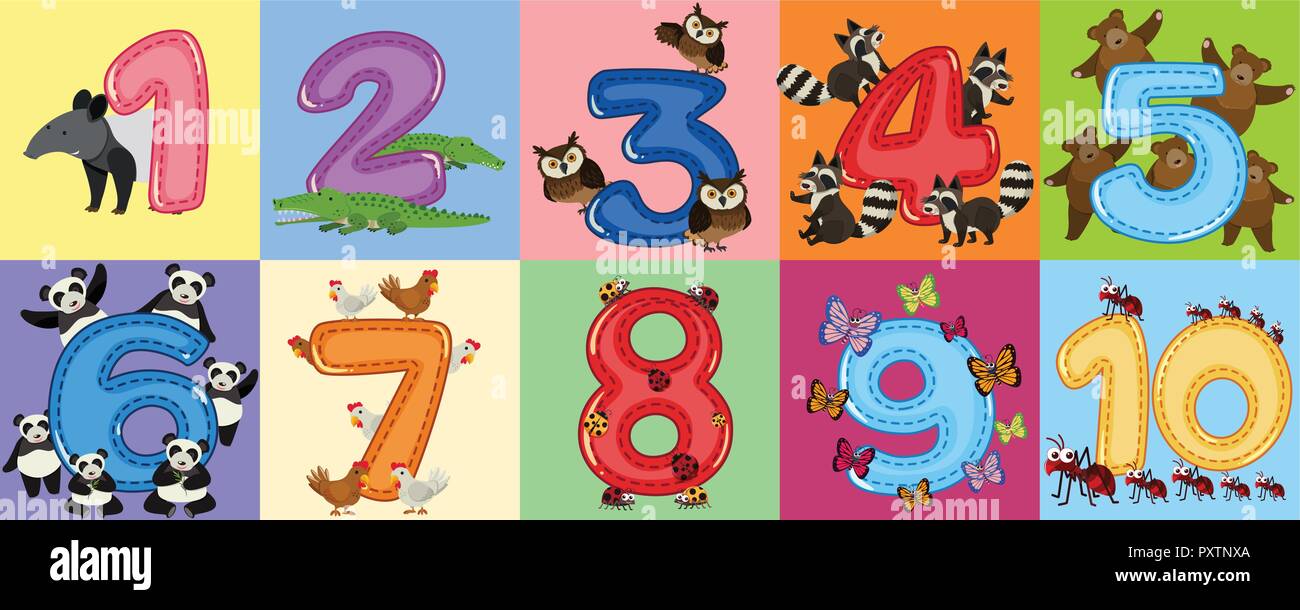 Mathematics Count Number Animal Theme illustration Stock Vector Image ...