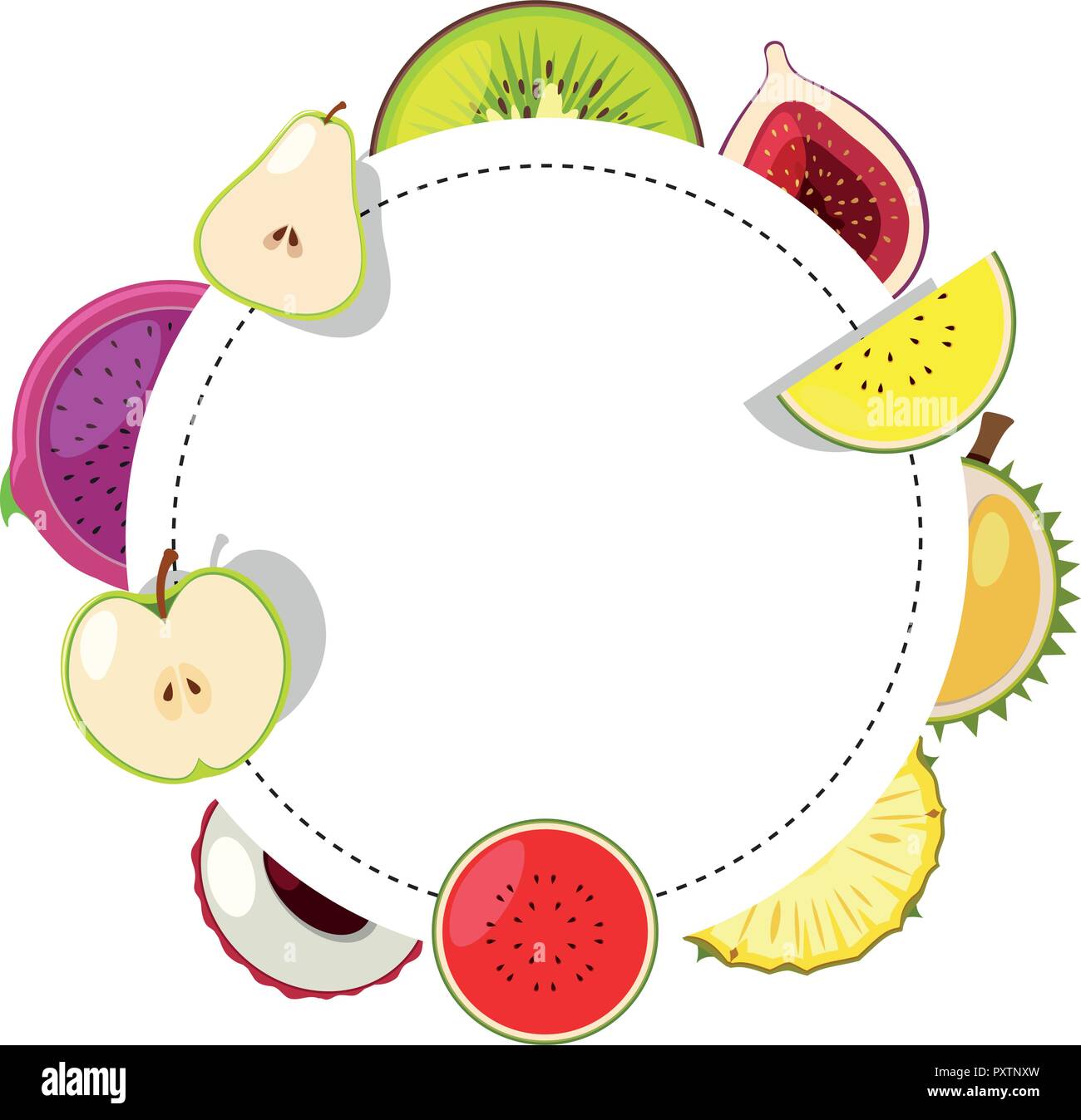 Border template with fresh fruits illustration Stock Vector Image & Art ...