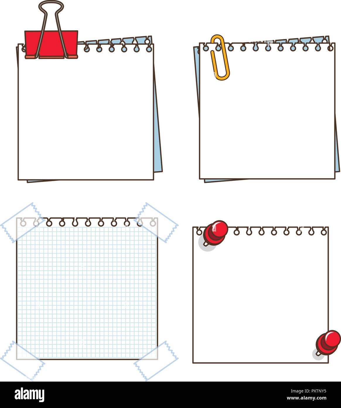 Different designs of notes on white background illustration Stock ...