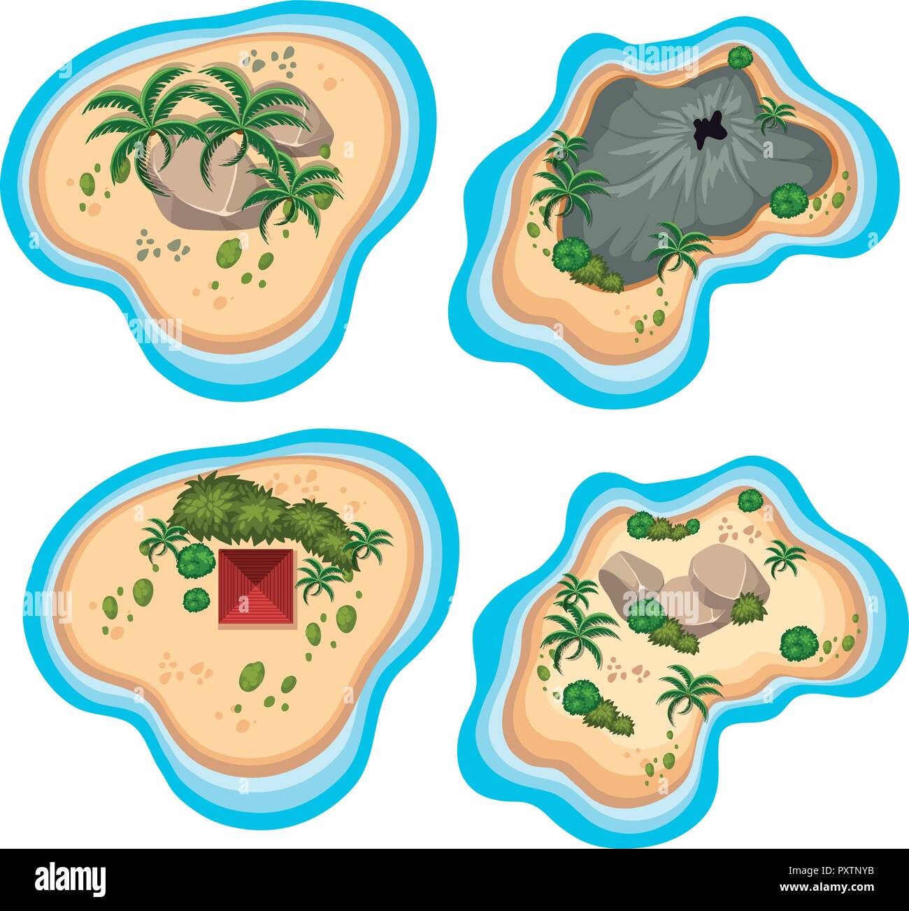Aerial scenes of different islands illustration Stock Vector Image ...