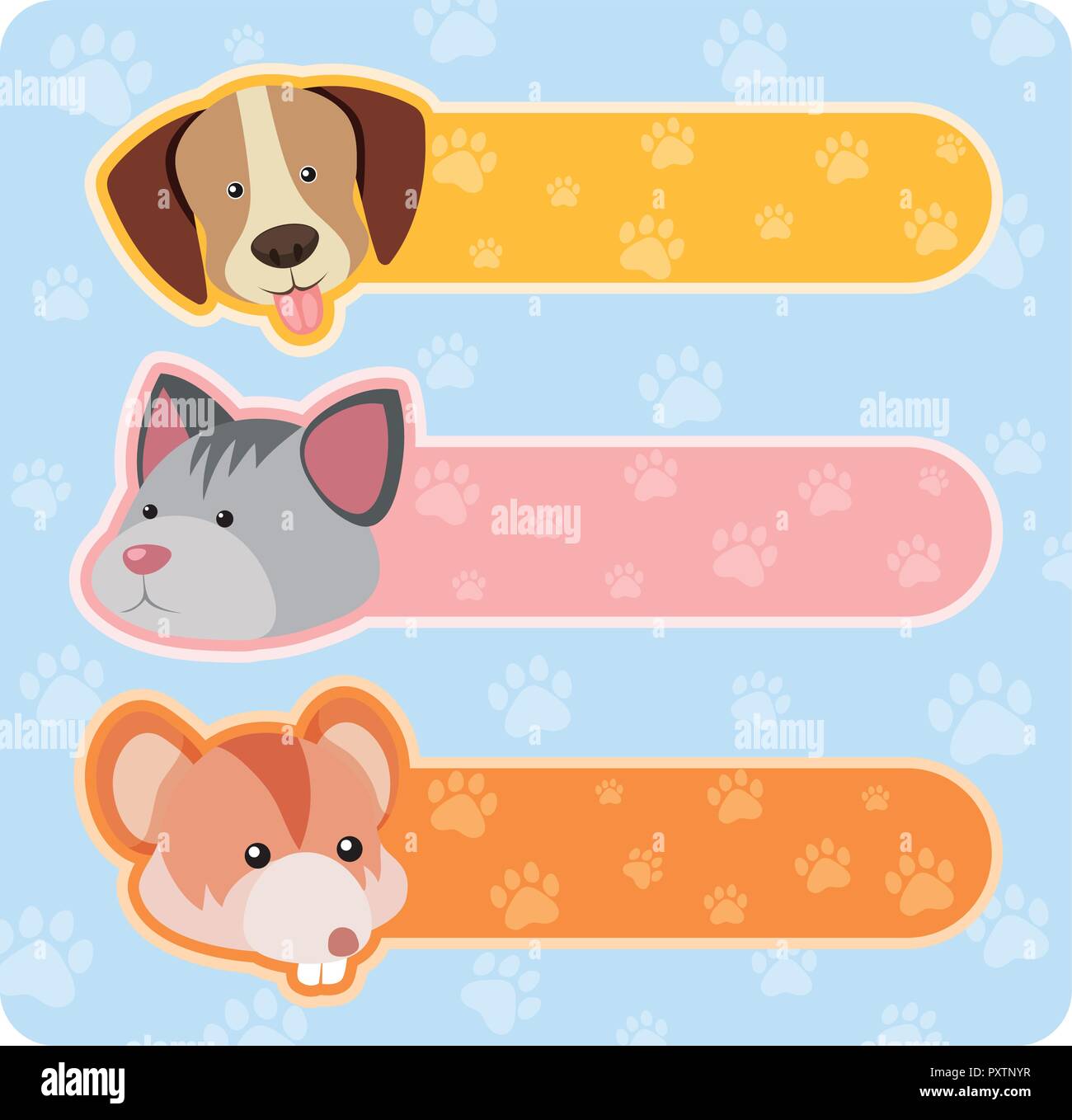 Three banner designs with cute animals illustration Stock Vector Image ...