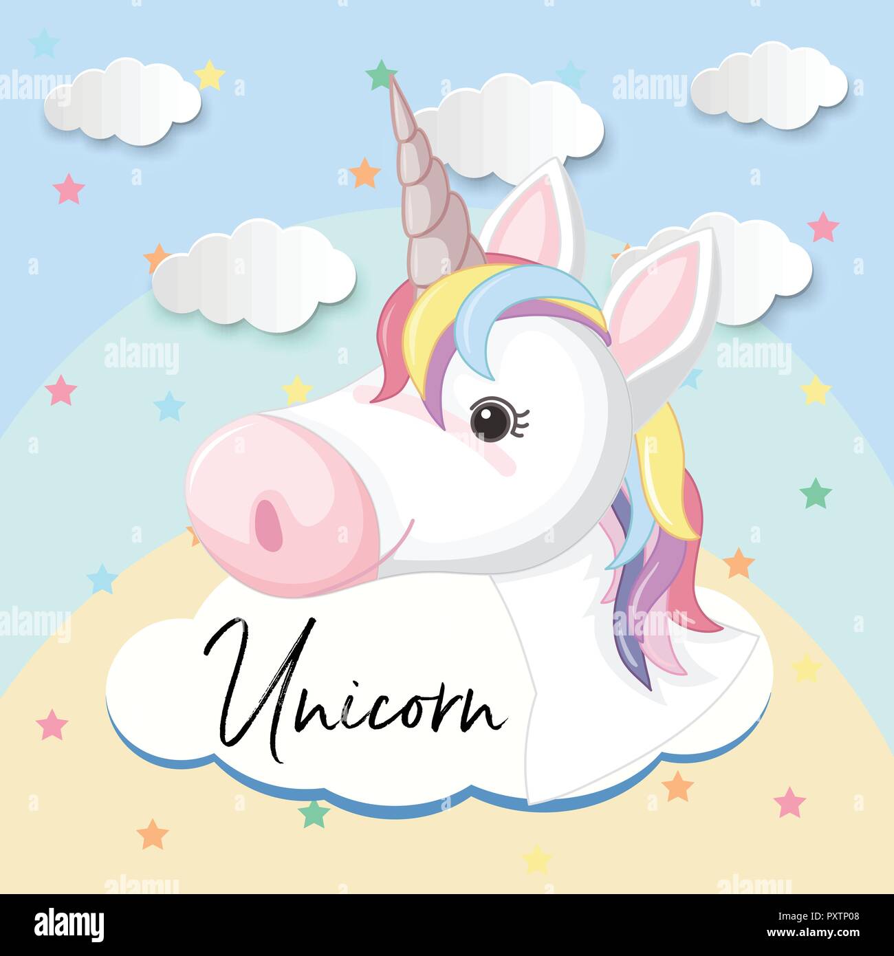 Unicorn with colorful mane illustration Stock Vector Image & Art - Alamy