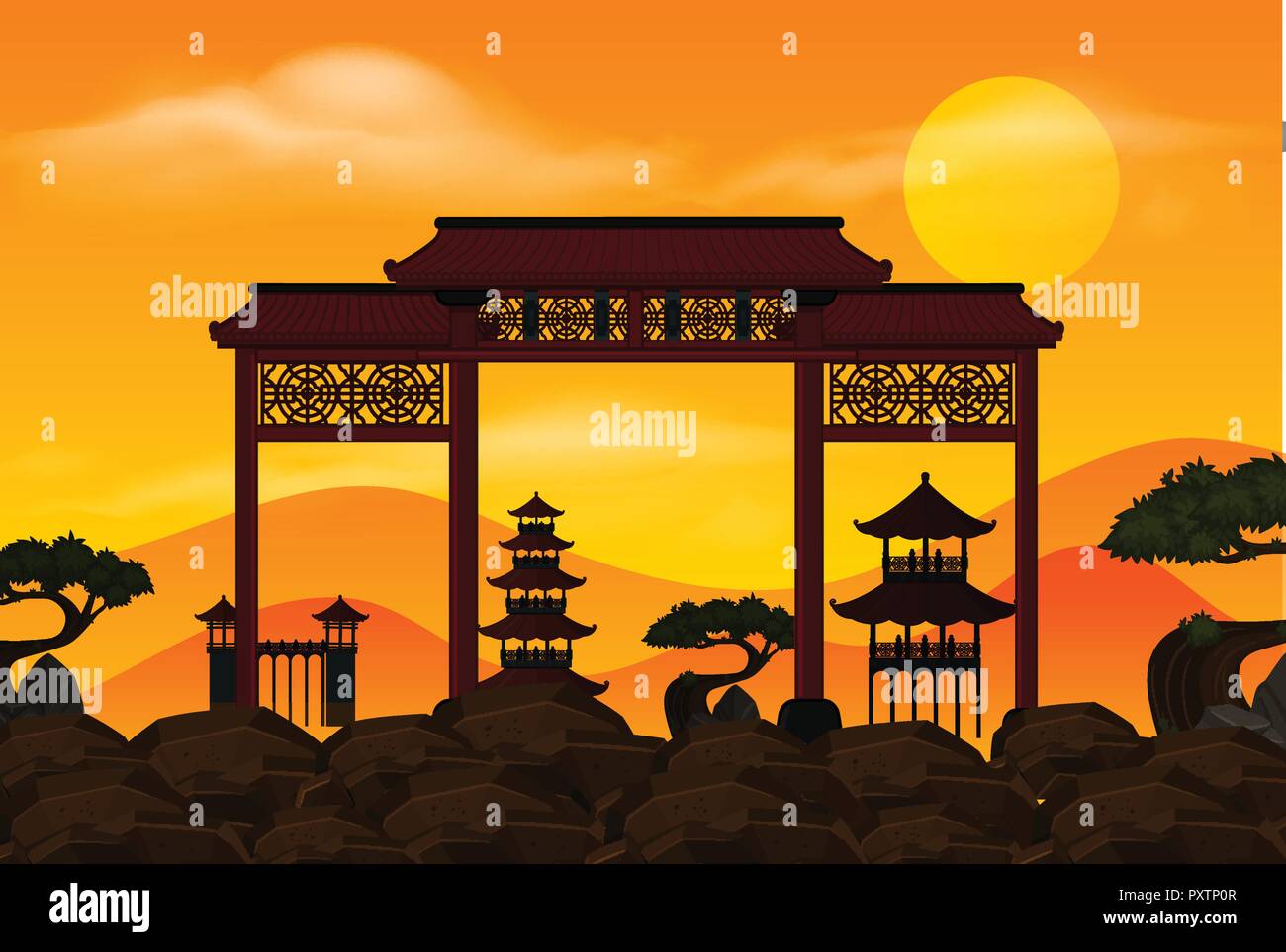 On sunset rock Stock Vector Images - Alamy