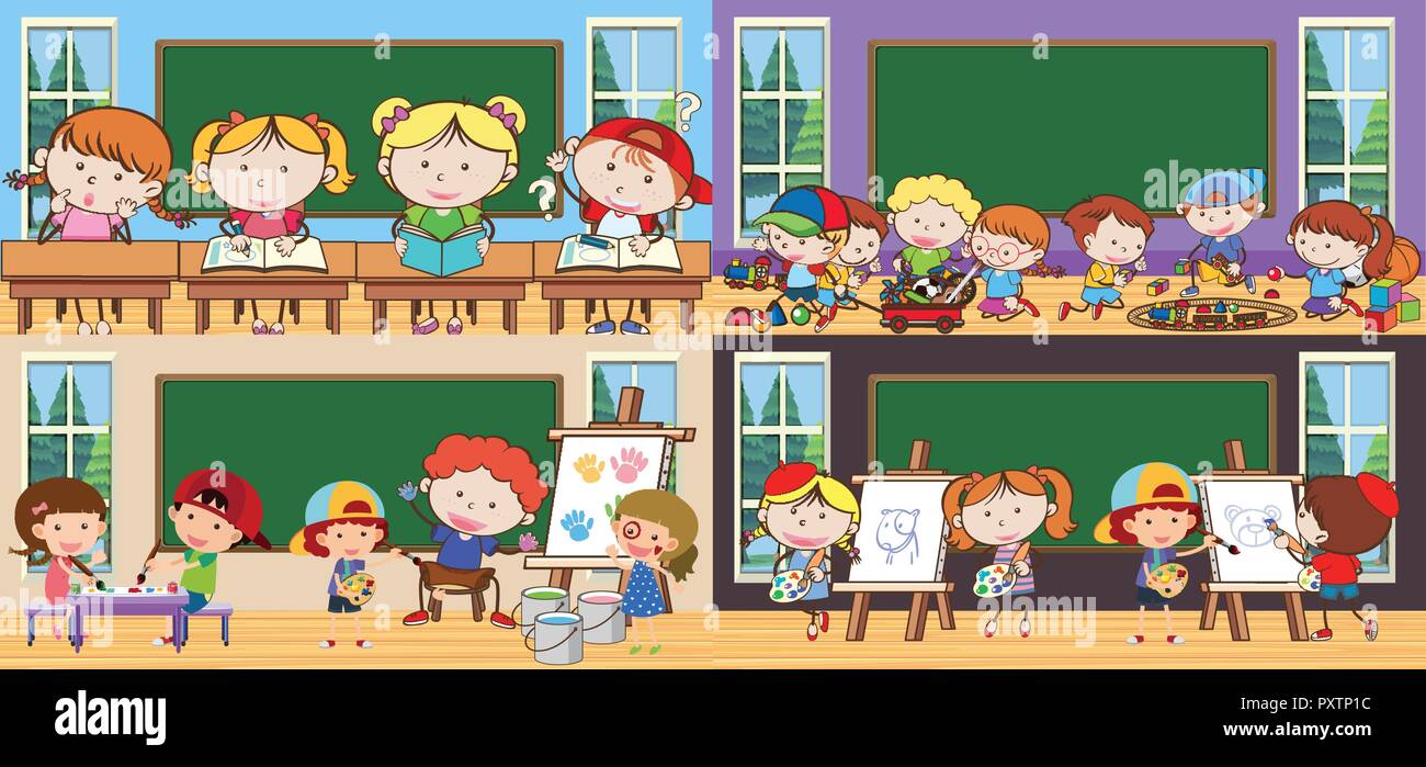 Subject and Students in Classroom illustration Stock Vector Image & Art ...