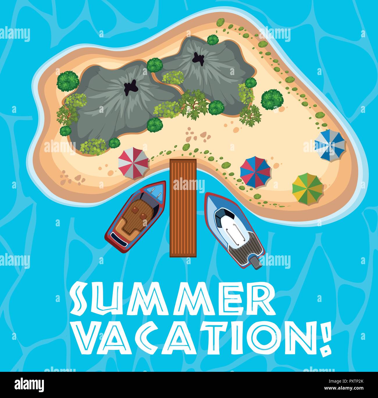 Summer vacation theme with island in the ocean illustration Stock ...