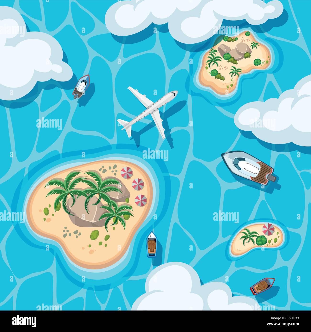 Airplane flying over the ocean illustration Stock Vector Image & Art ...