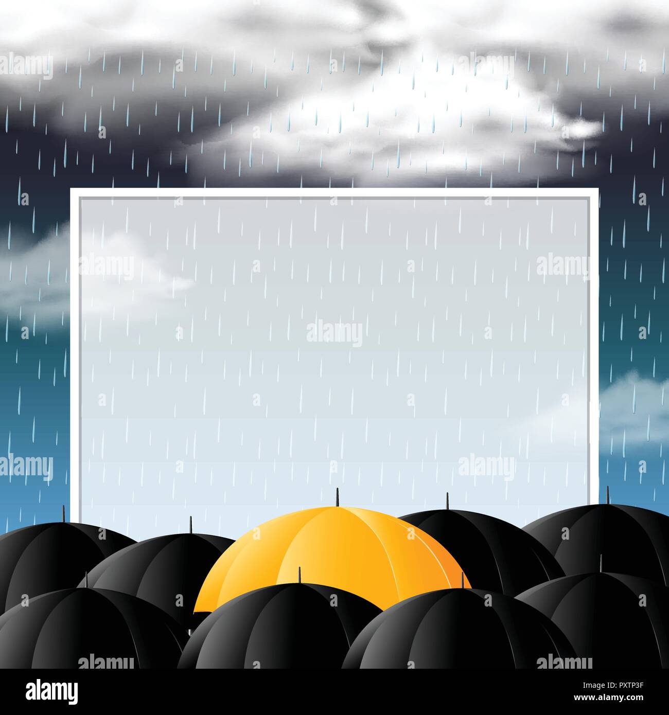 Border template wtih umbrellas and rainy day illustration Stock Vector ...