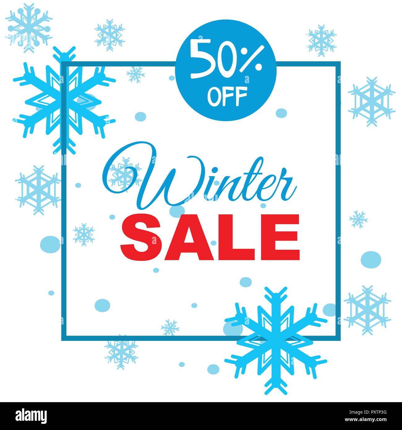 Winter sale background template with snowflakes illustration Stock ...