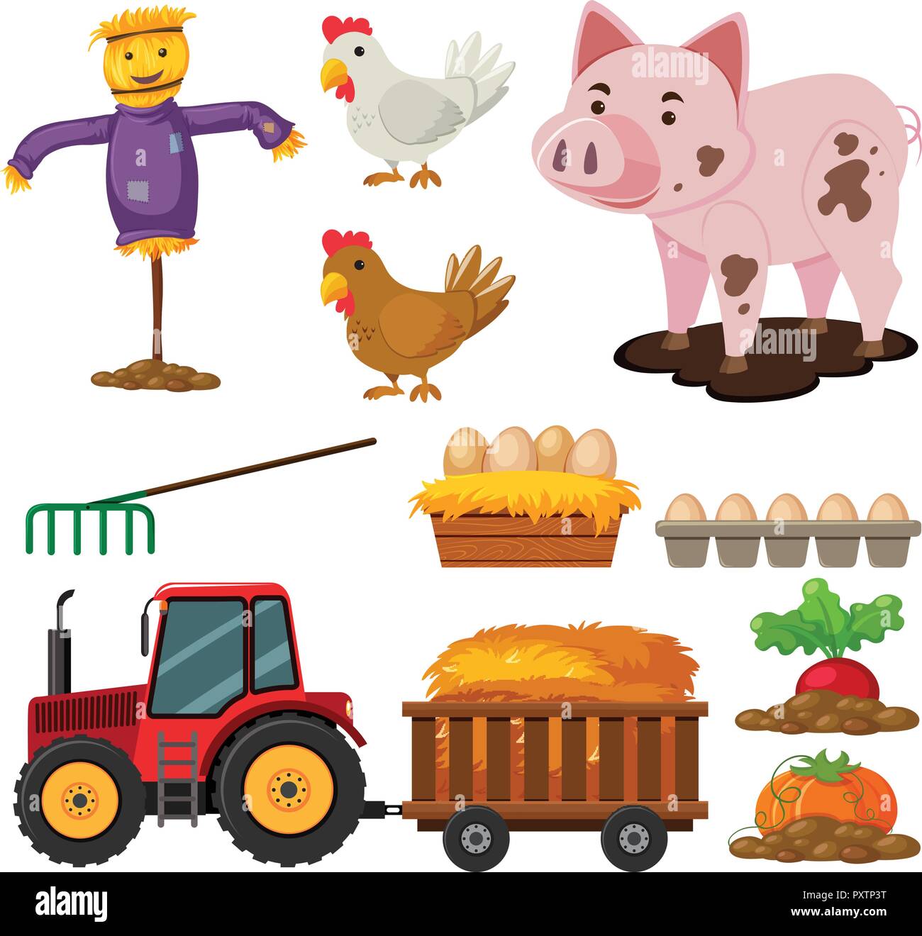 Different types of farm elements illustration Stock Vector Image & Art ...