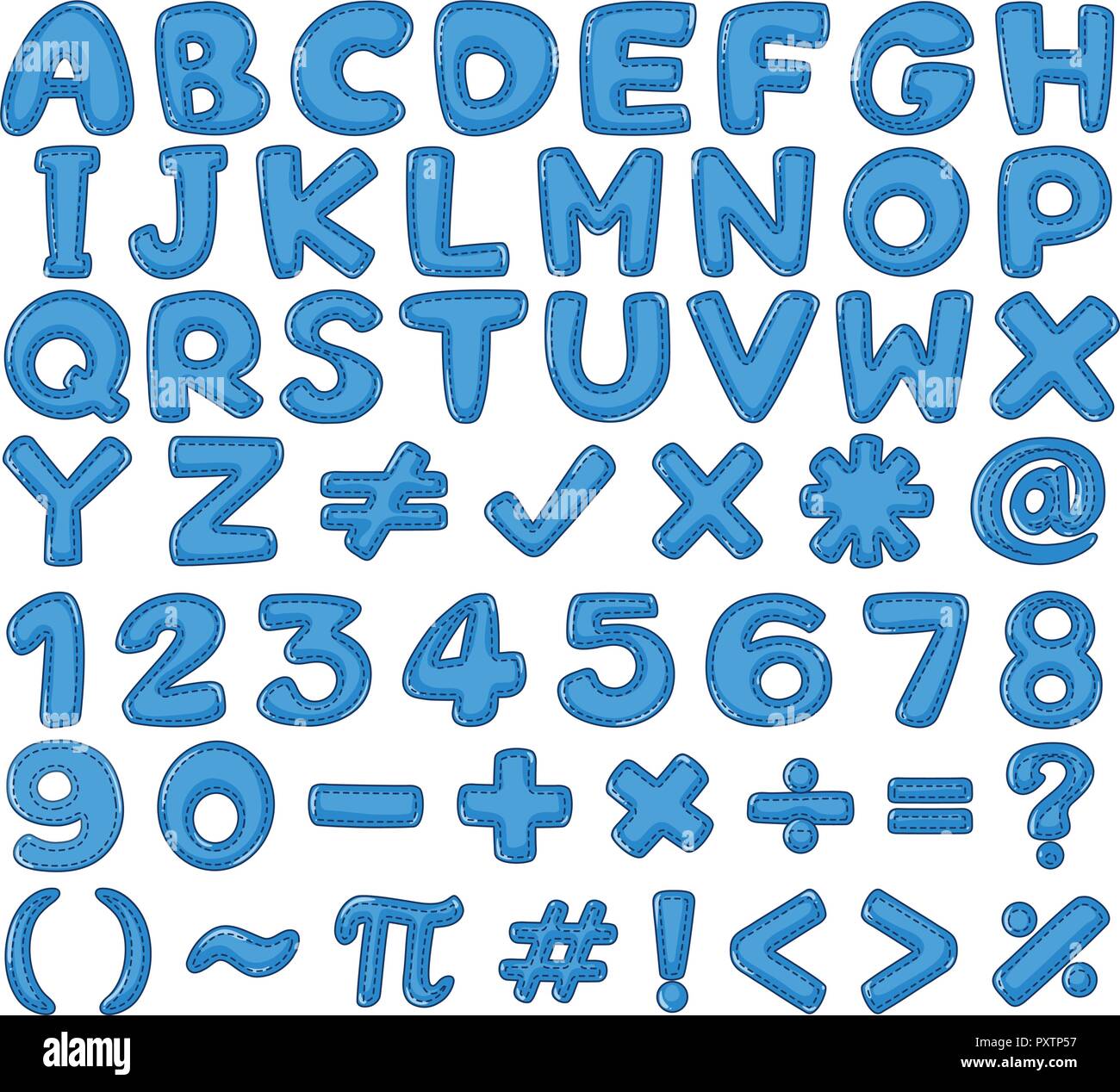 English alphabets and numbers on white background illustration Stock ...