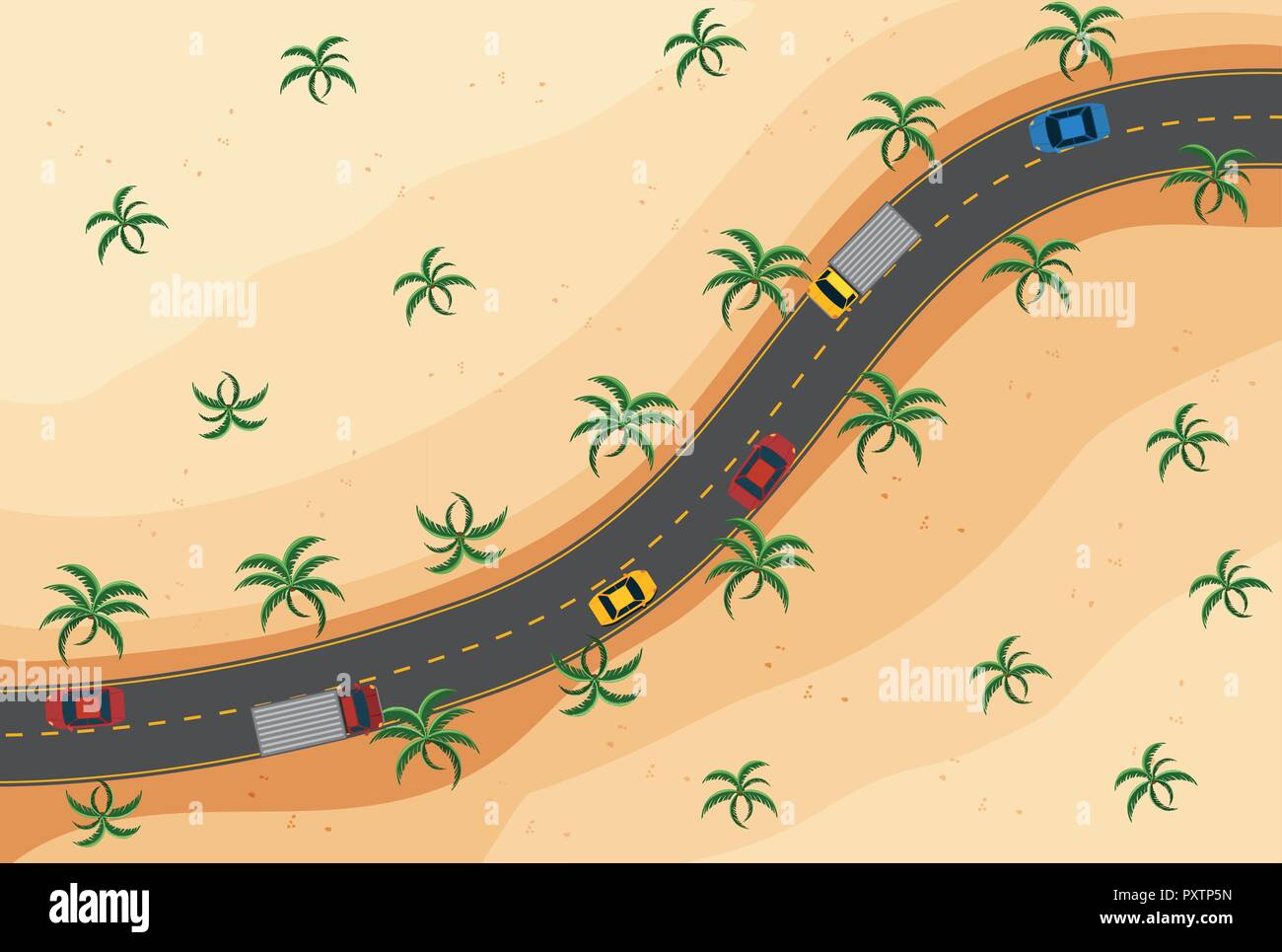 Aerial view of cars on the road illustration Stock Vector Image & Art ...