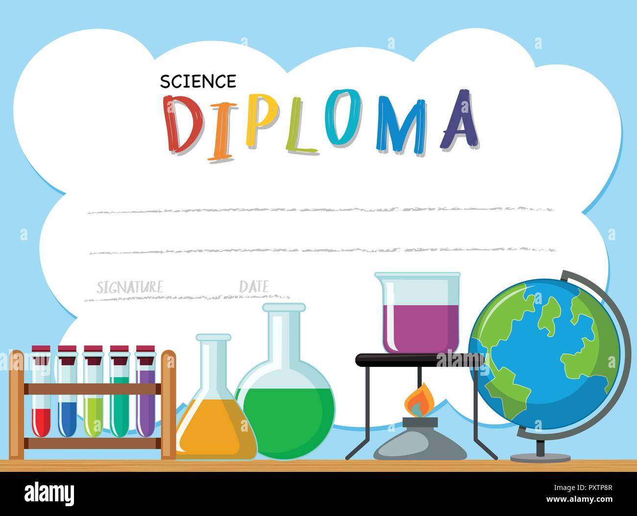 Diploma template with science equipments illustration Stock Vector ...