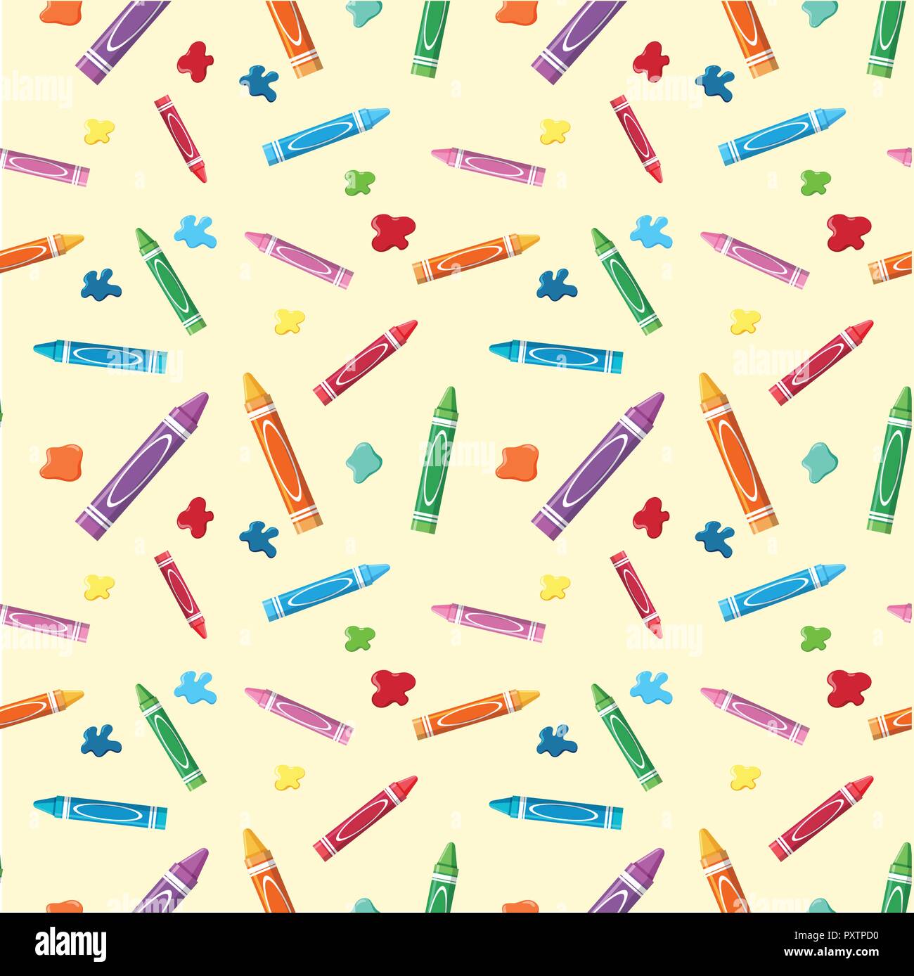 Seamless background with crayons and paints illustration Stock Vector ...