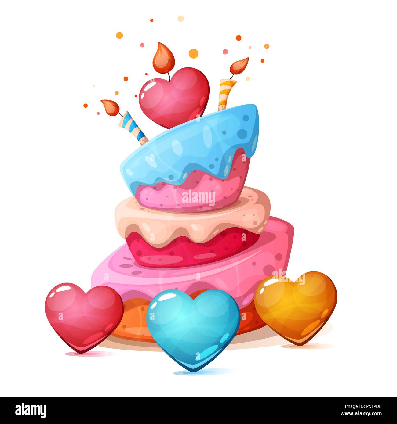 Happy birthday, heart, cake illustration Stock Vector Image & Art - Alamy