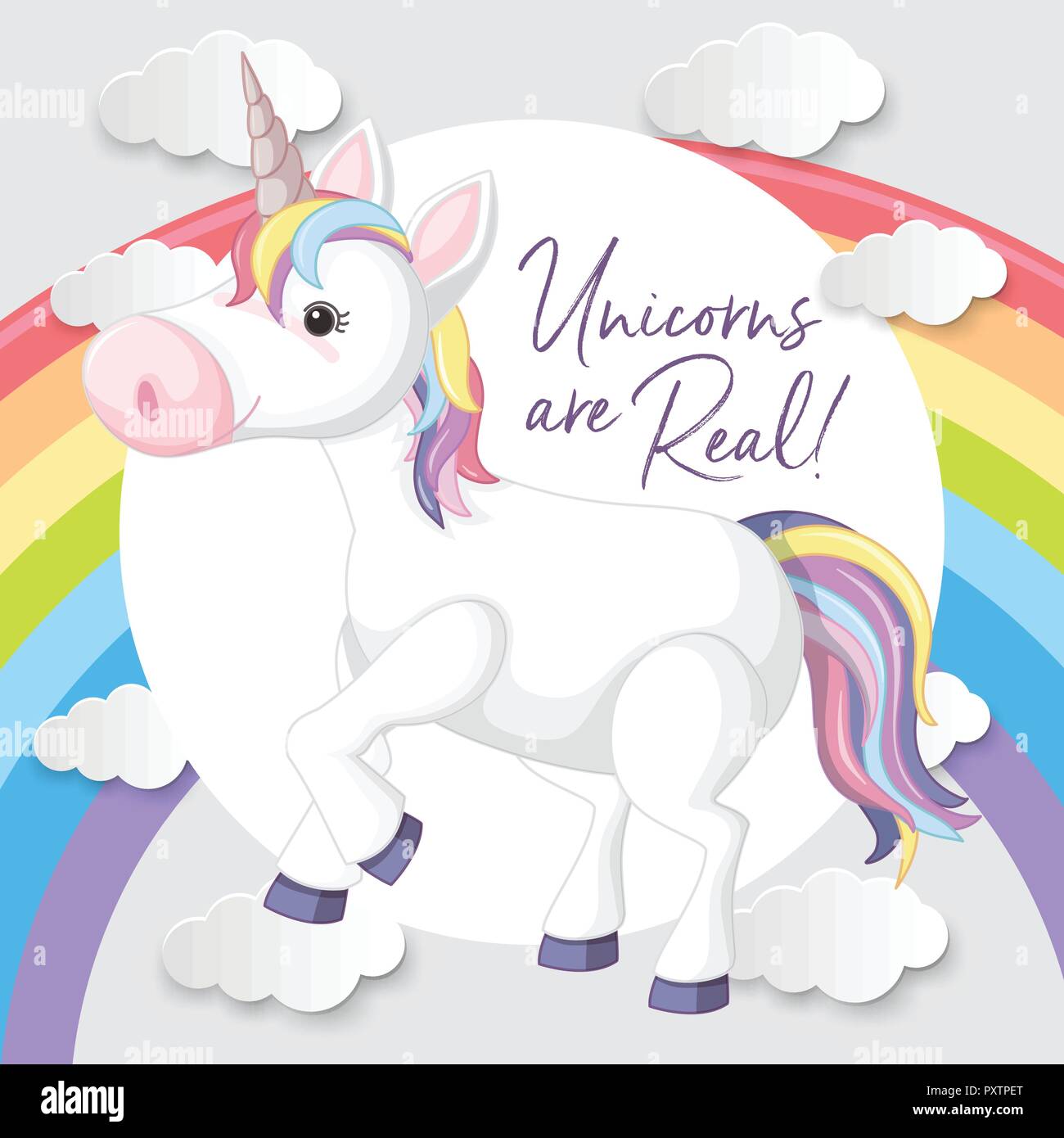 Poster design with unicorn and rainbow illustration Stock Vector Image ...
