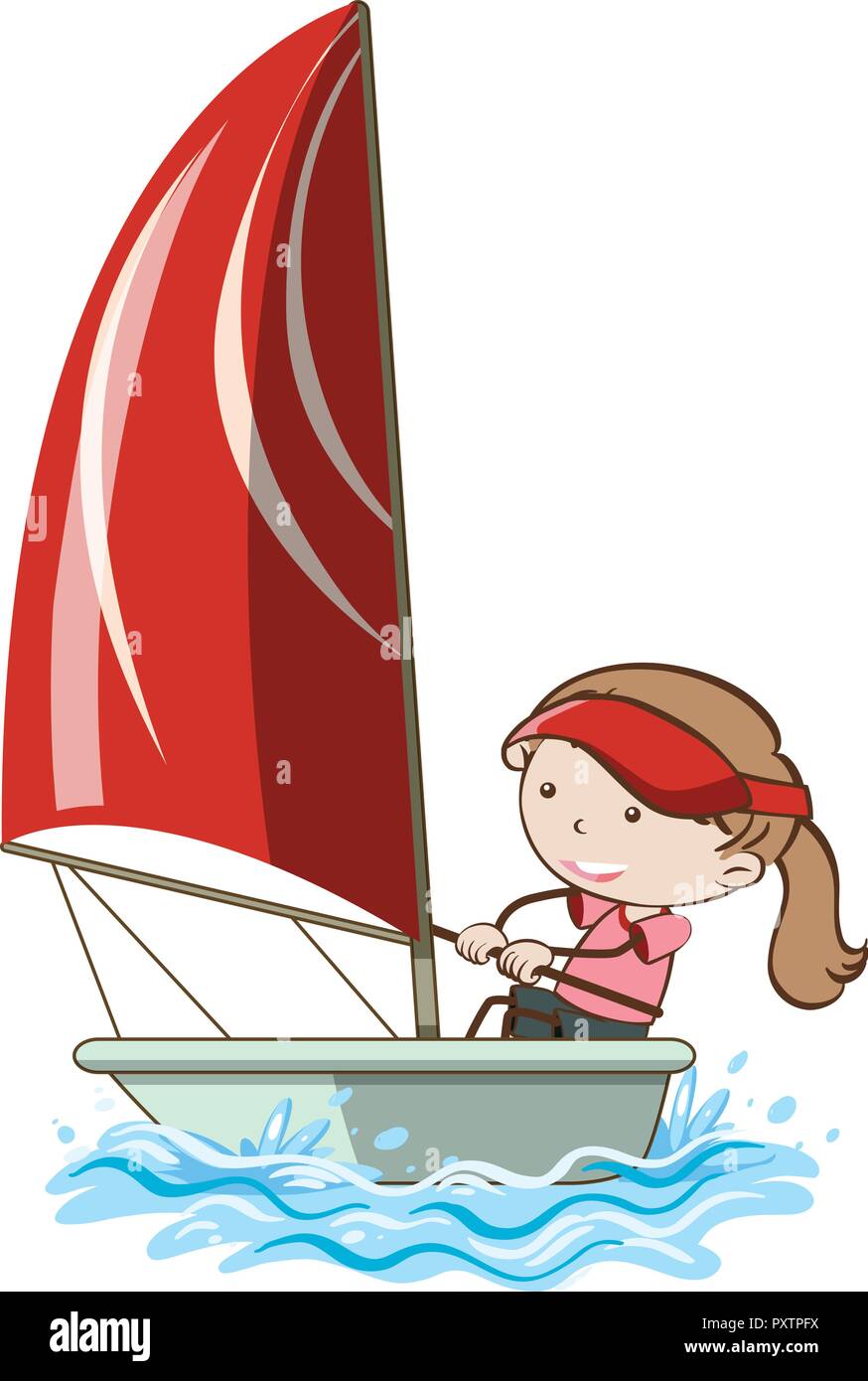 Girl on a sailing boat Stock Vector Images - Alamy