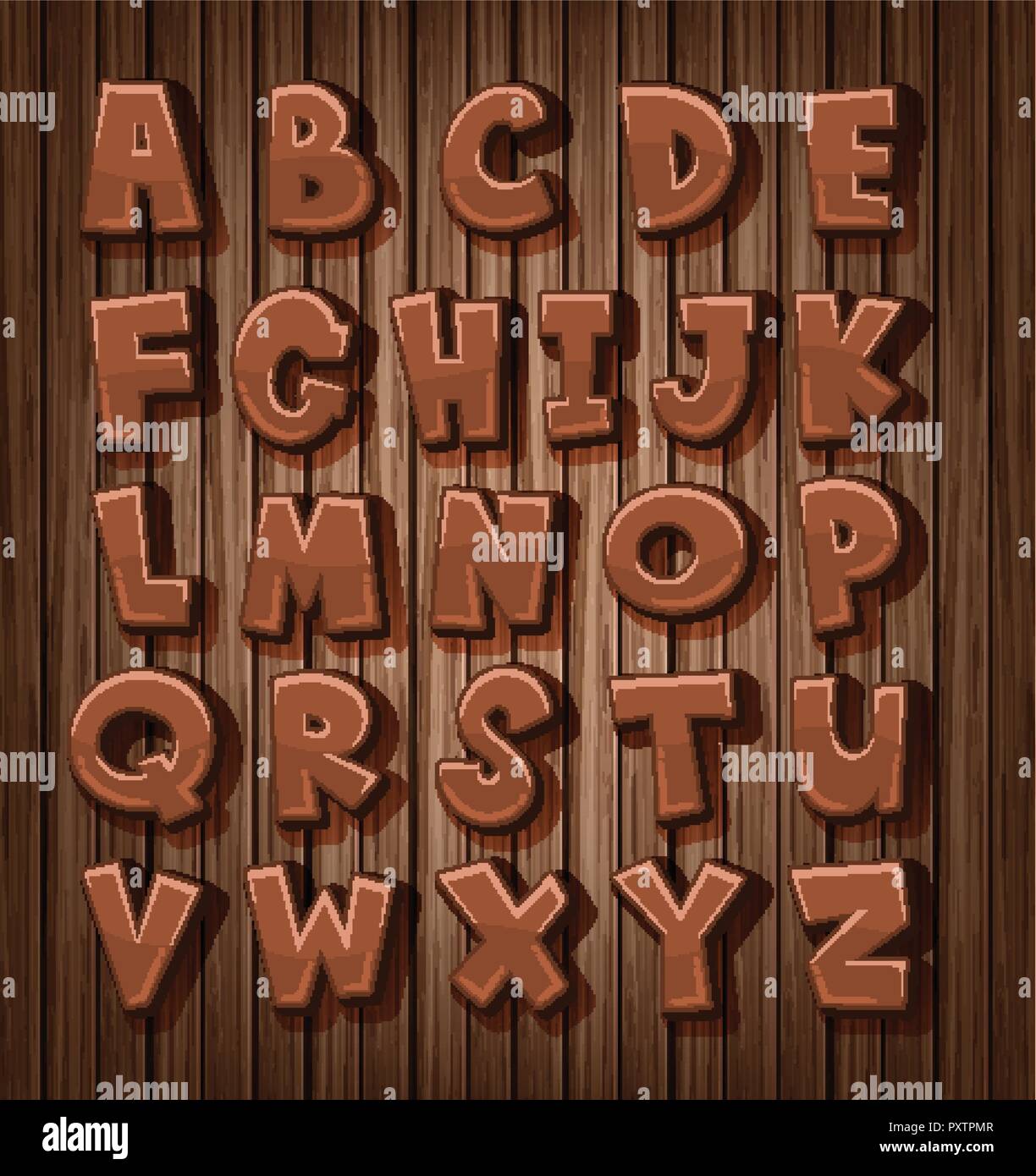 Font design for english alphabets with brown color illustration Stock ...
