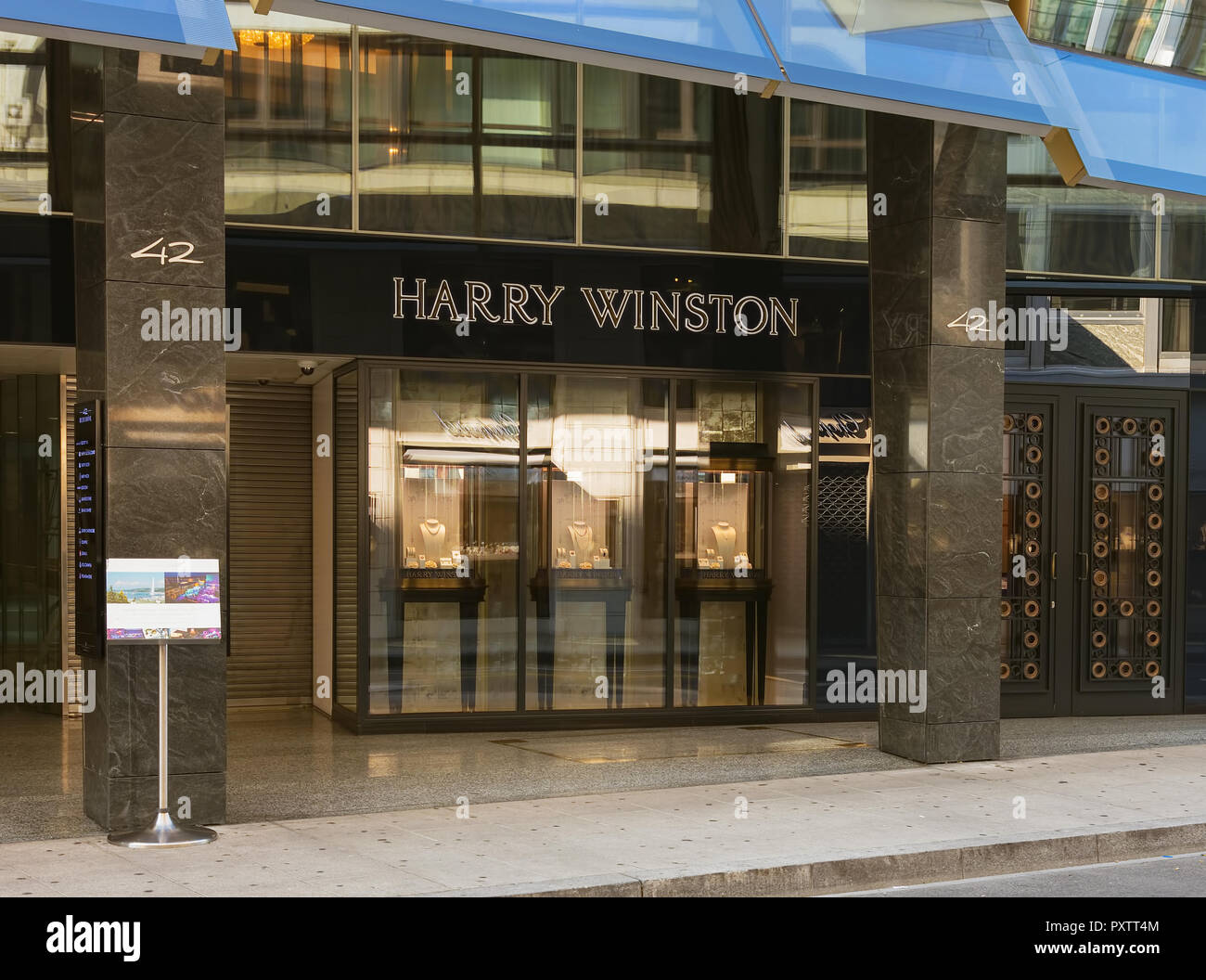 Geneva, Switzerland - September 24, 2016: entrance to the Harry Winston ...
