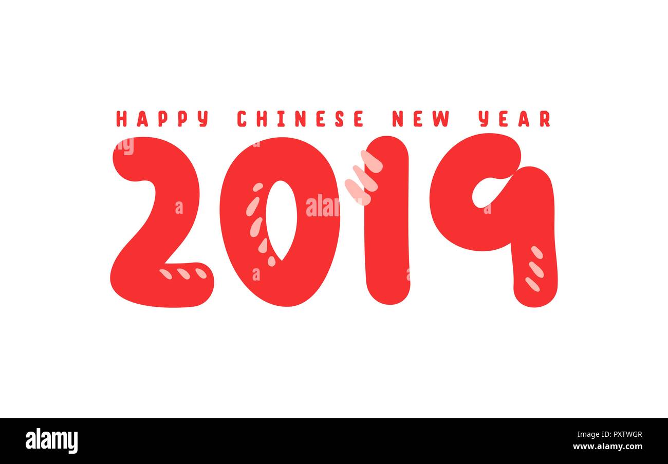 2019 Chinese New Year. red number isolated on white background Stock ...