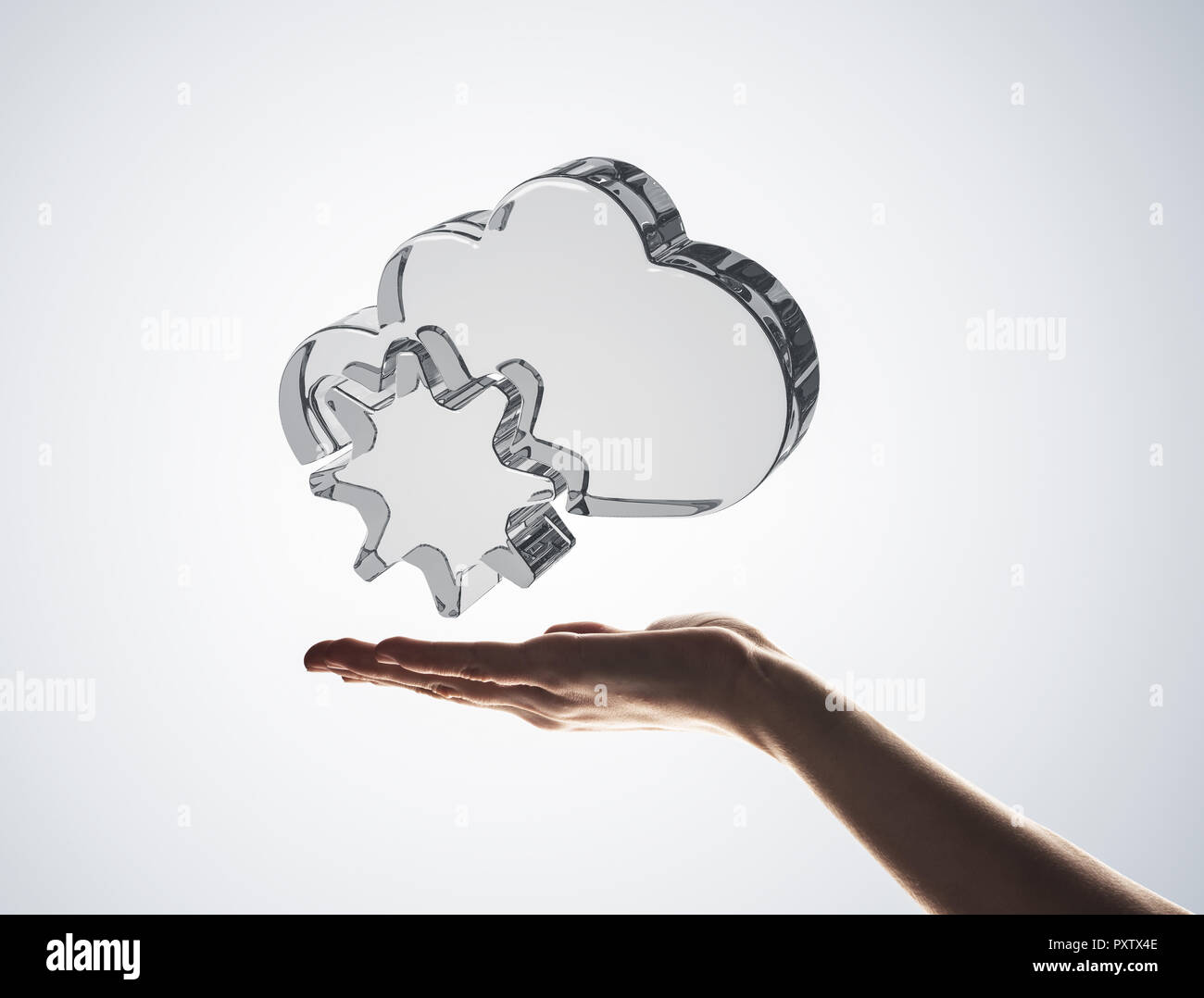 Cloud computing concept with glass symbol shown in hand Stock Photo - Alamy