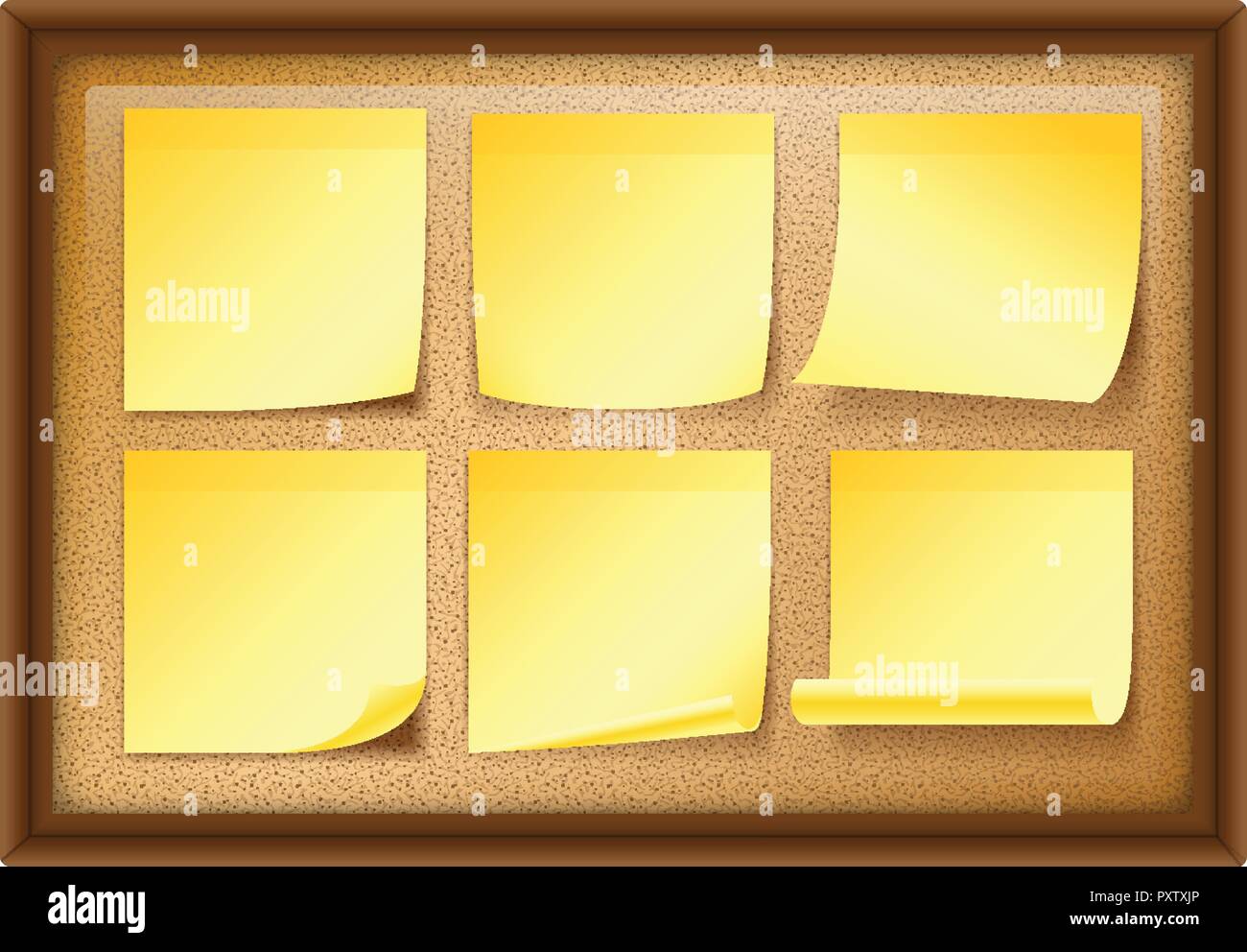 Six yellow notes on board illustration Stock Vector Image & Art - Alamy