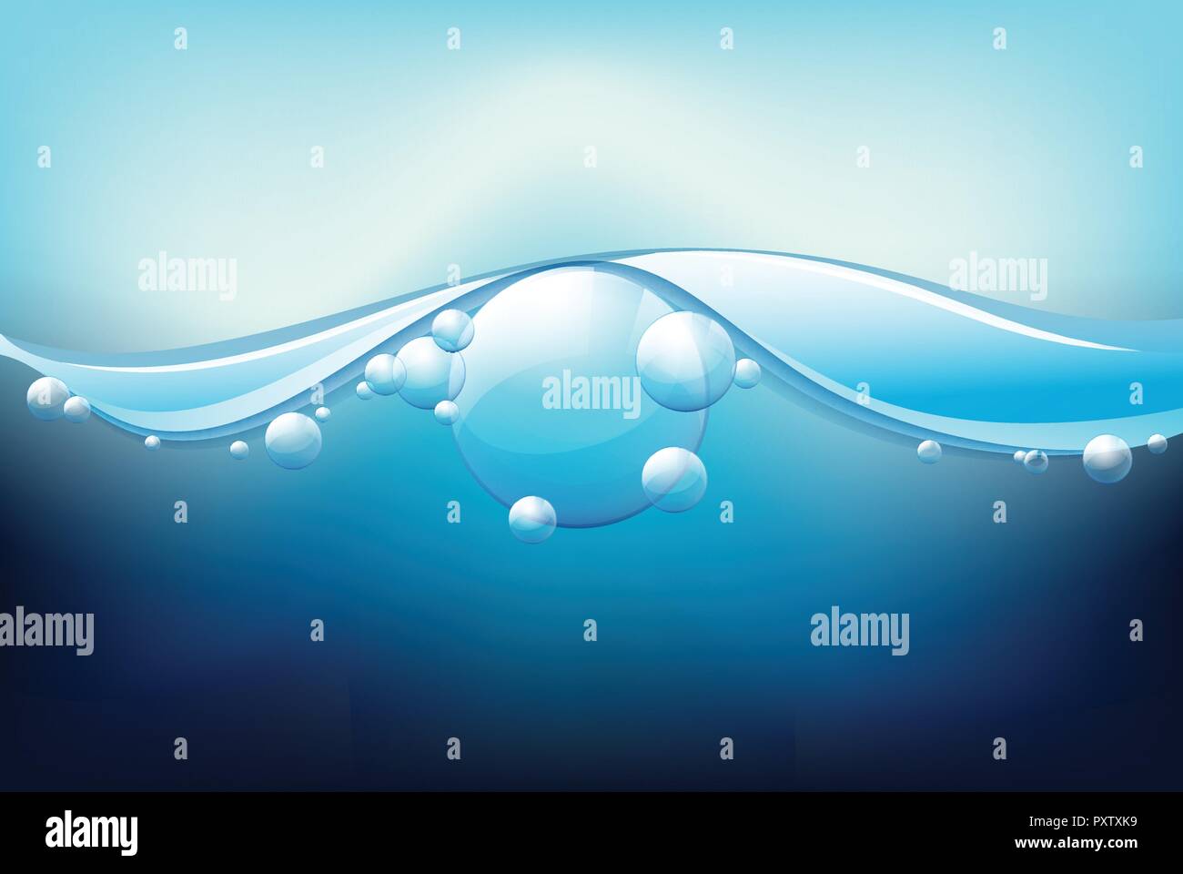 Bright bubbles under blue waves illustration Stock Vector Image & Art ...