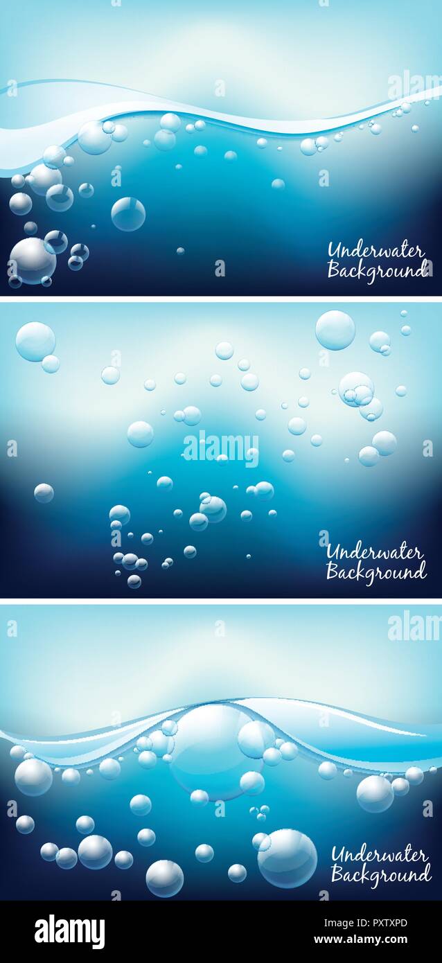Three underwater backgrounds with bubbles illustration Stock Vector ...