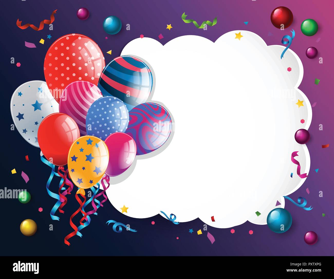 Border template with colorful balloons illustration Stock Vector Image ...
