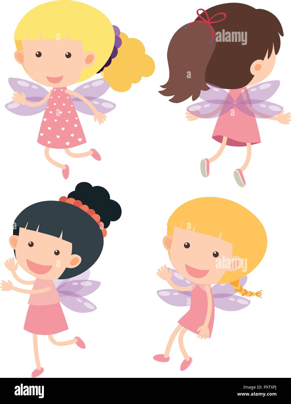 Four fairies flying on white background illustration Stock Vector Image ...