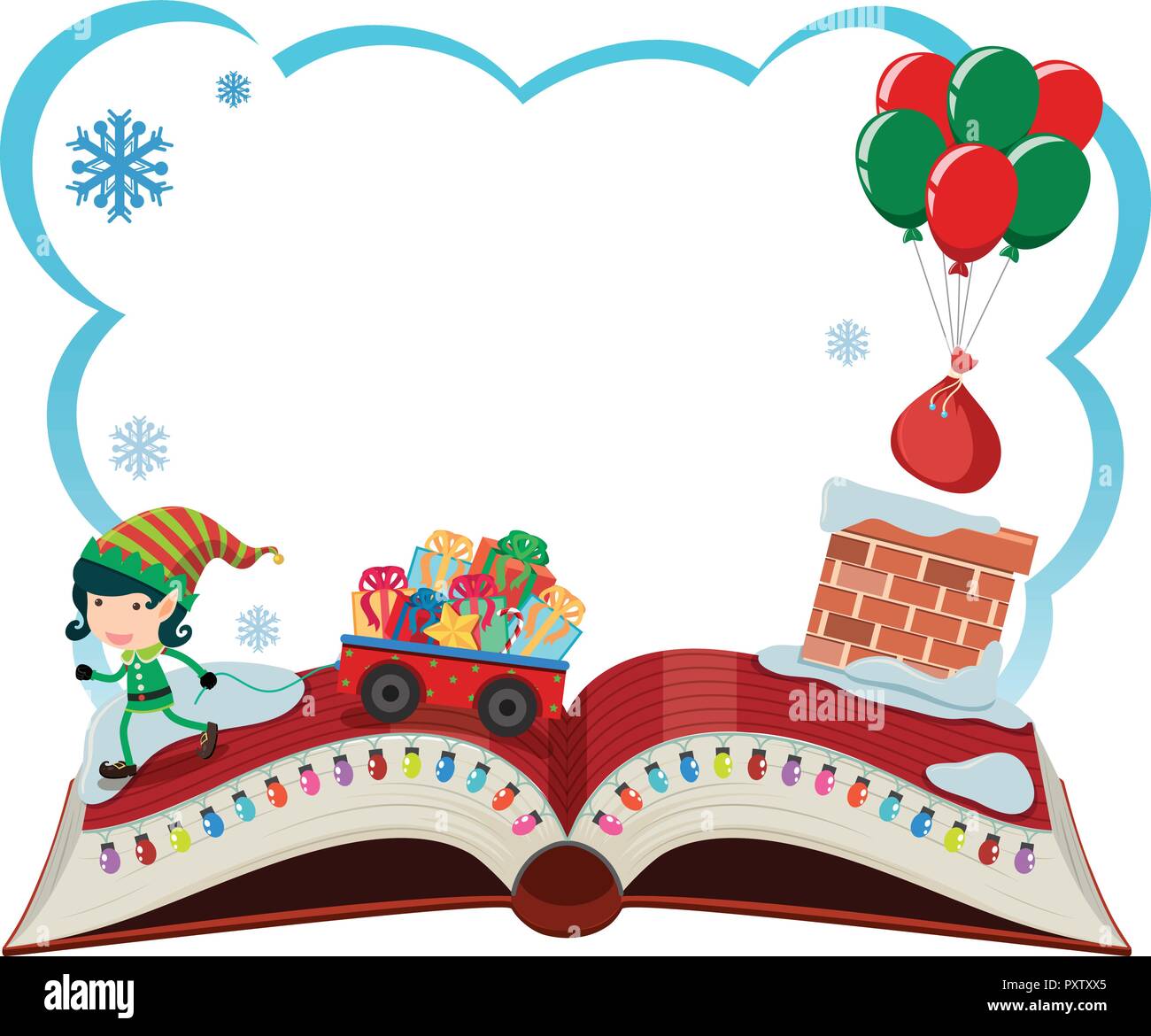 Border template with christmas elf and presents illustration Stock ...