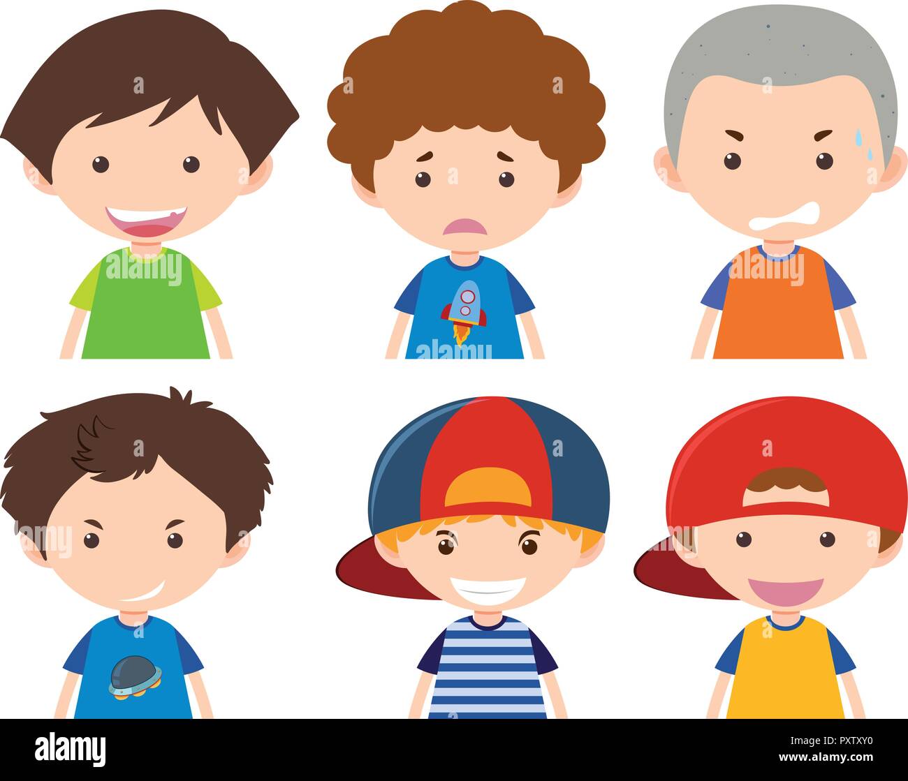 Boy different facial expressions illustration Stock Vector Images - Alamy