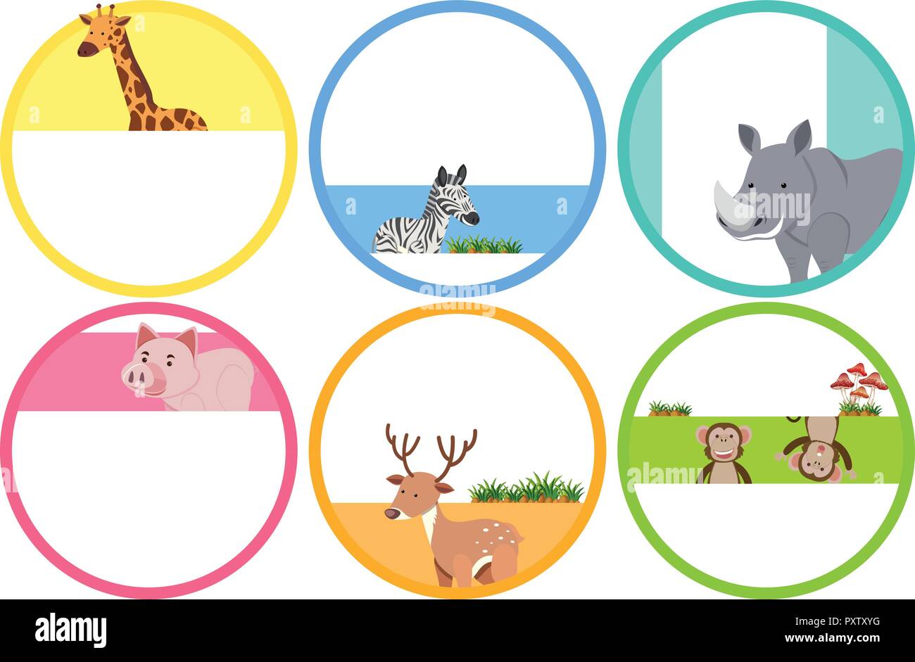 Label design with wild animals illustration Stock Vector Image & Art ...