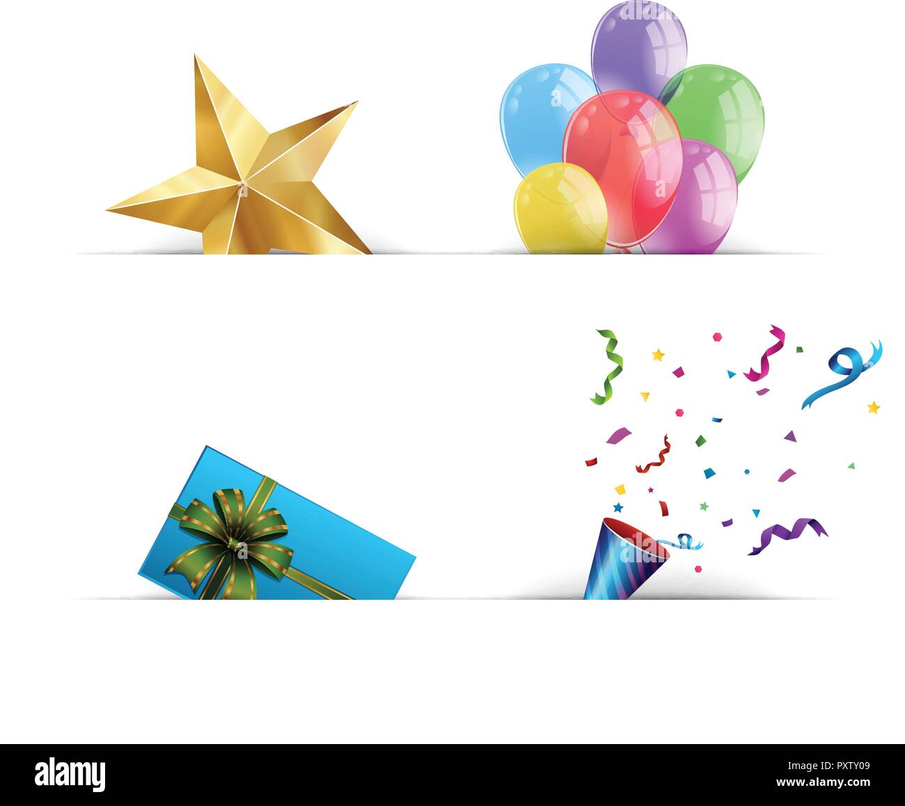 Four party elements on white background illustration Stock Vector Image ...
