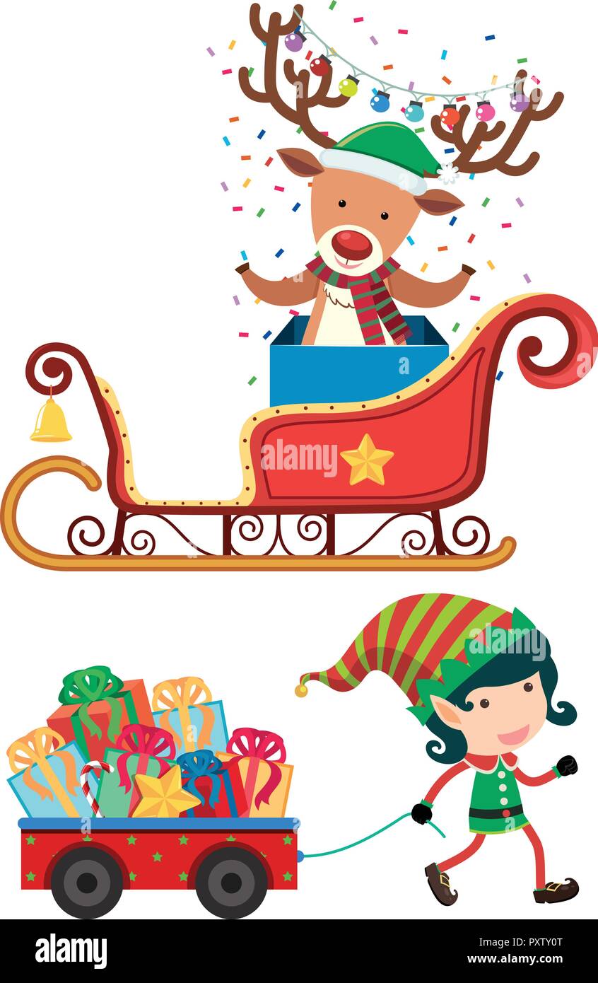 Reindeer and elf for christmas illustration Stock Vector Image & Art ...