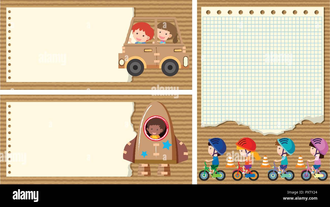 Three paper background with kids playing illustration Stock Vector ...