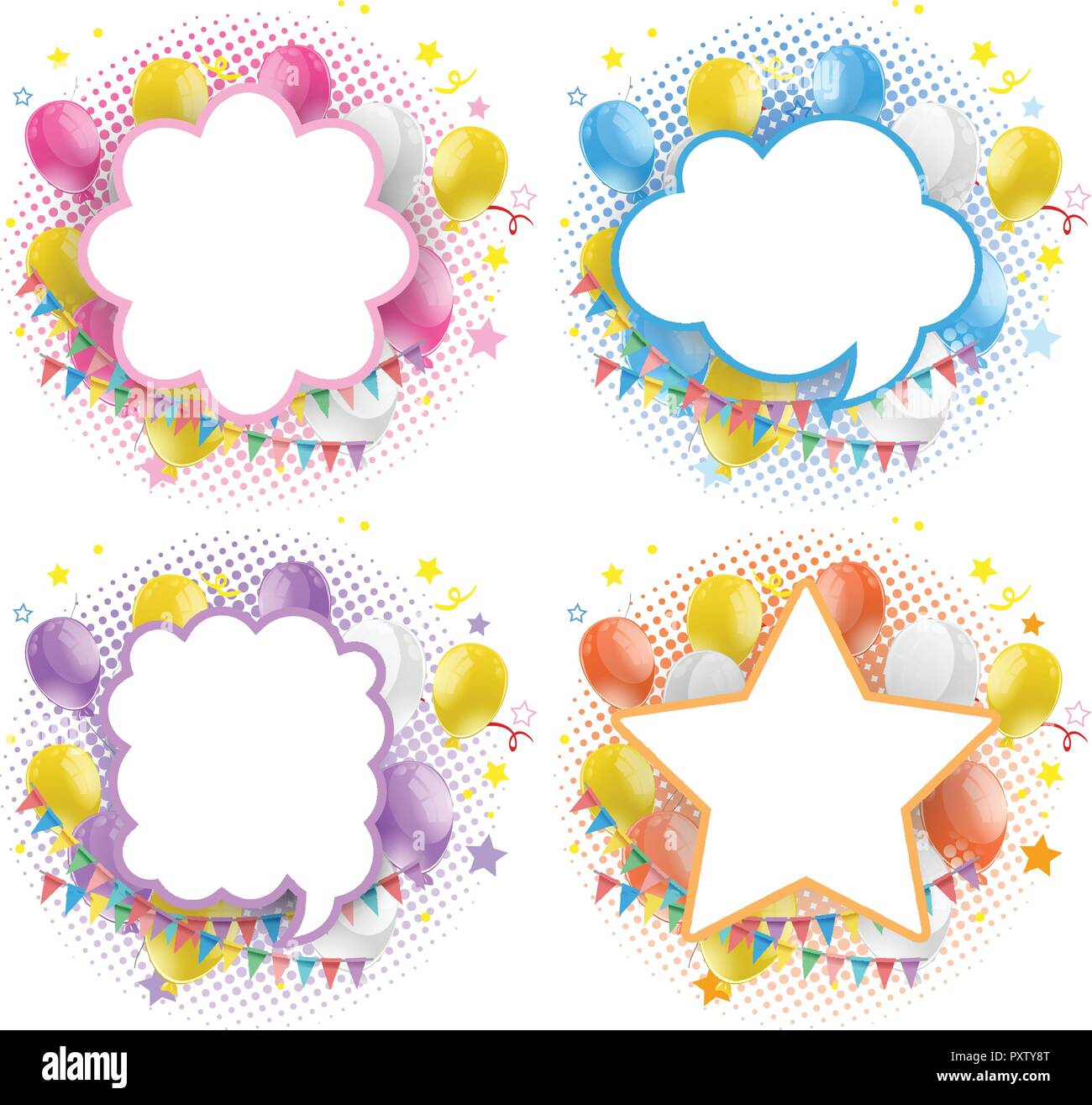 Label design with balloons and flags illustration Stock Vector Image ...