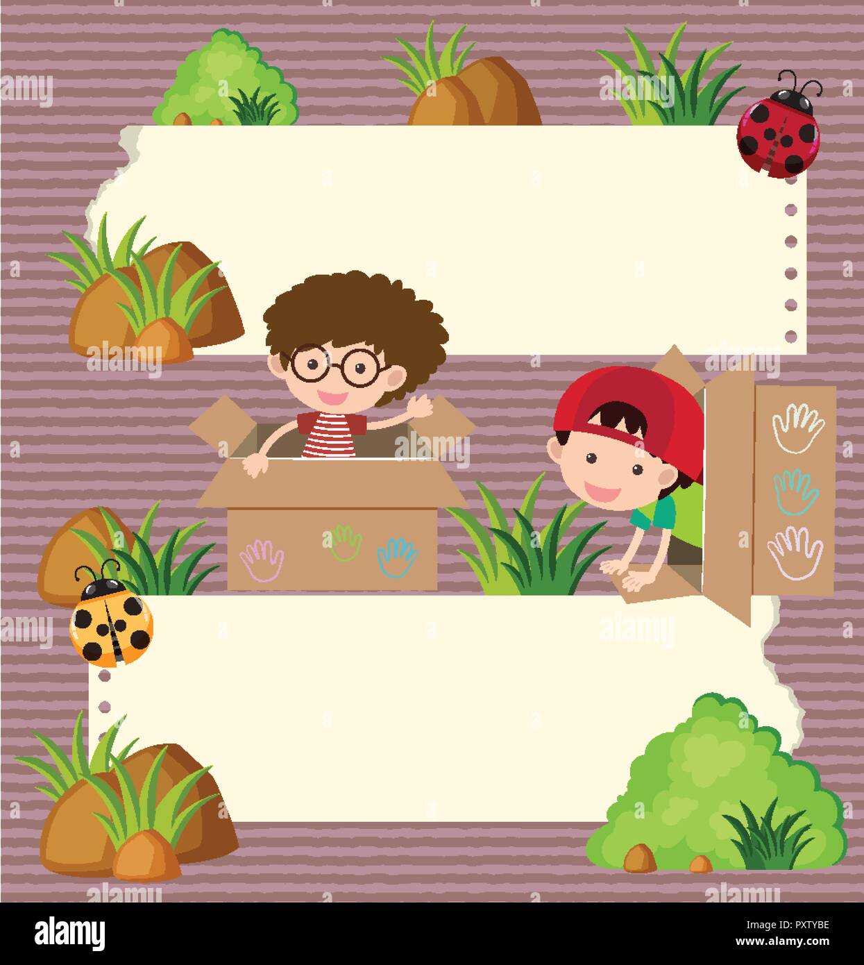 Banner template with boys and bugs illustration Stock Vector Image ...